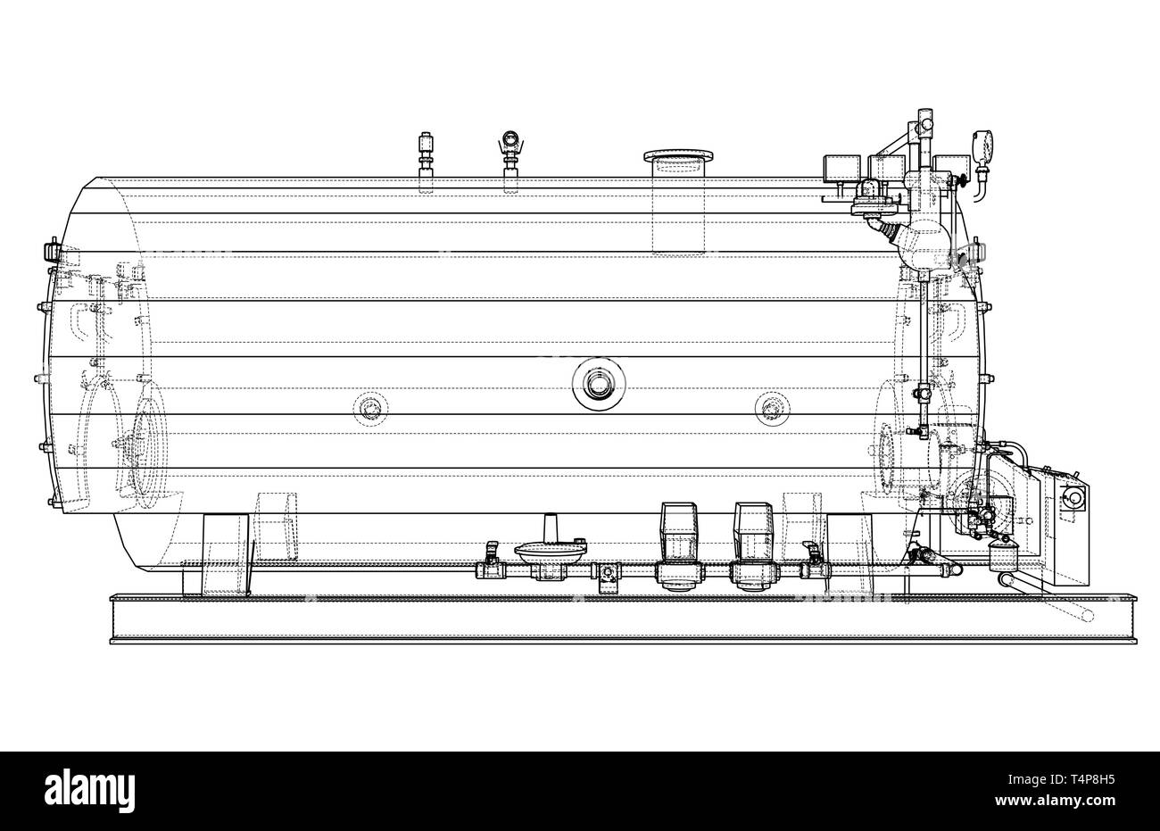 Industrial boiler outline. Vector rendering of 3d Stock Vector Image ...