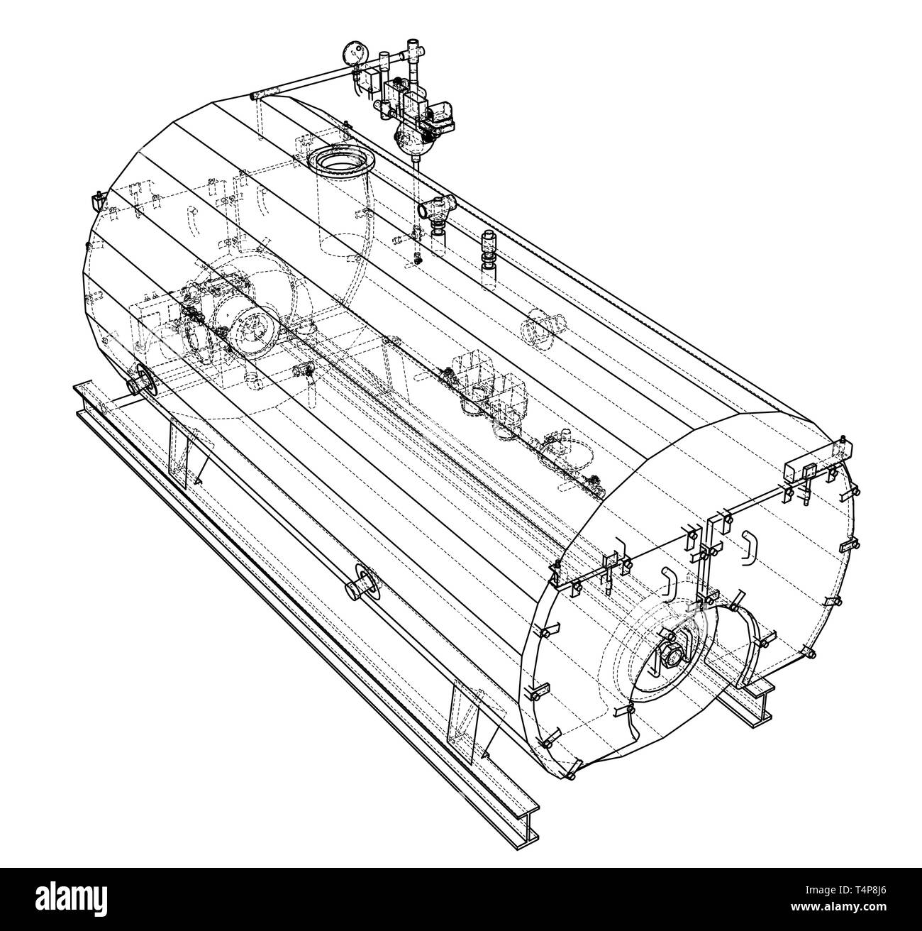 Industrial boiler outline. Vector rendering of 3d Stock Vector Image ...