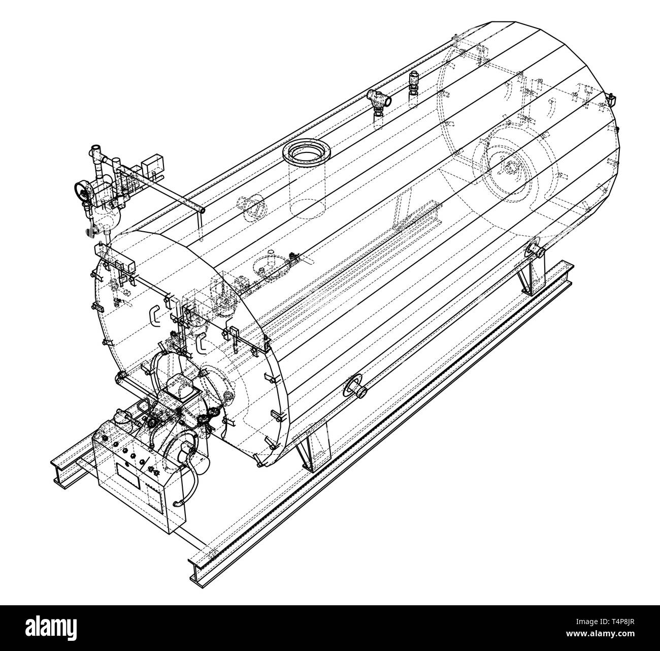 Industrial boiler outline. Vector rendering of 3d Stock Vector Image ...