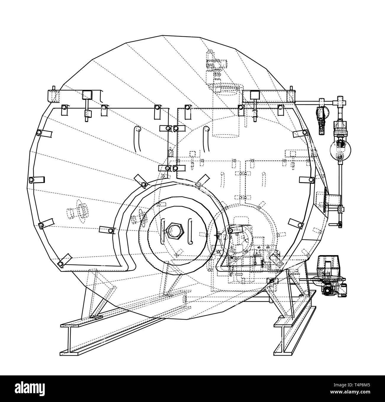 Industrial boiler outline. Vector rendering of 3d Stock Vector Image ...