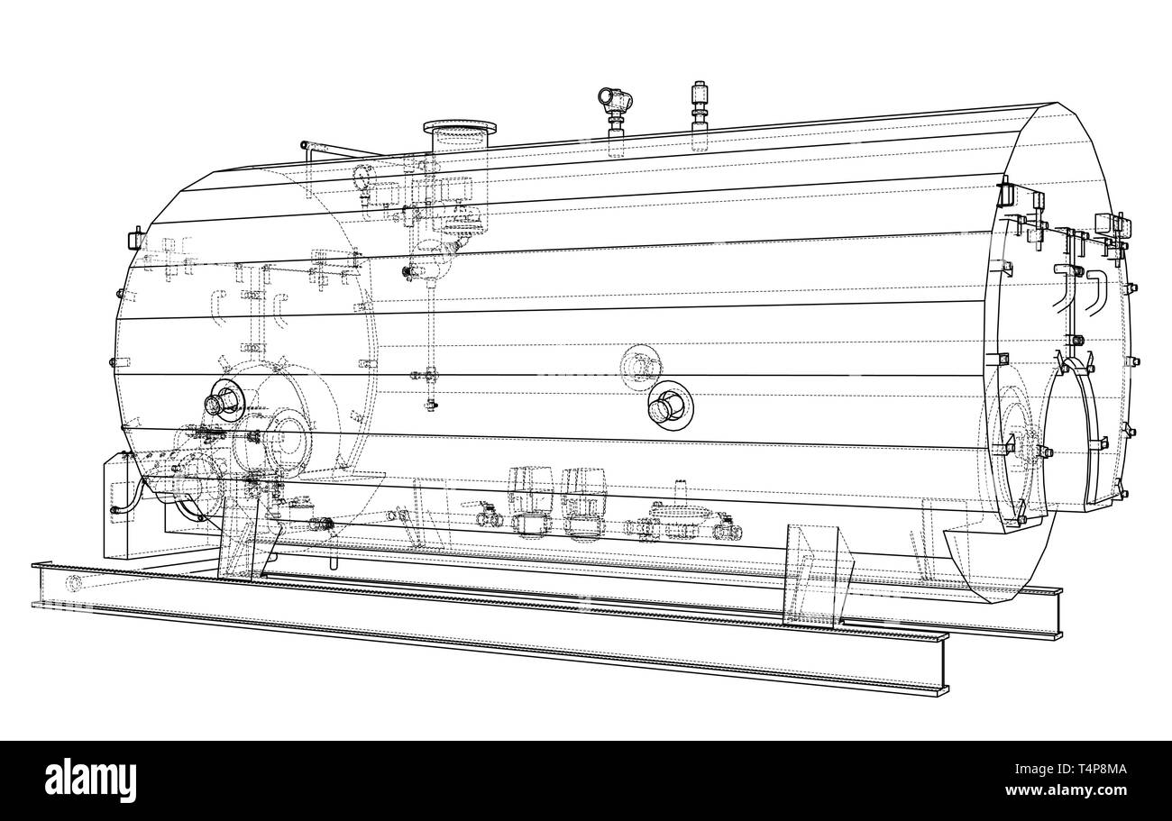 Industrial boiler outline. Vector rendering of 3d Stock Vector Image ...