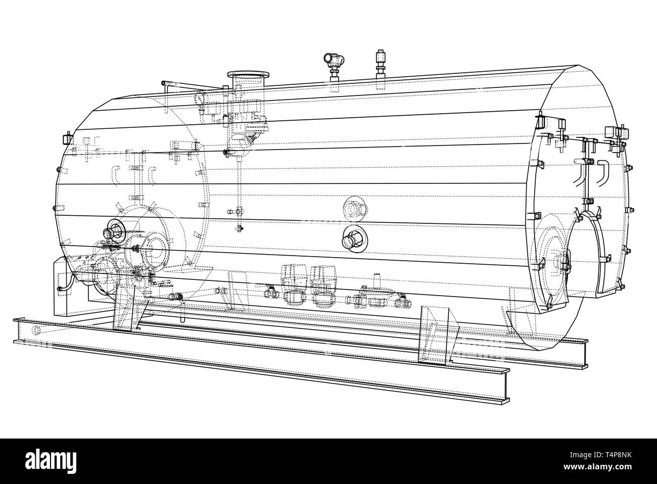 Industrial boiler outline. Vector rendering of 3d Stock Vector Image ...