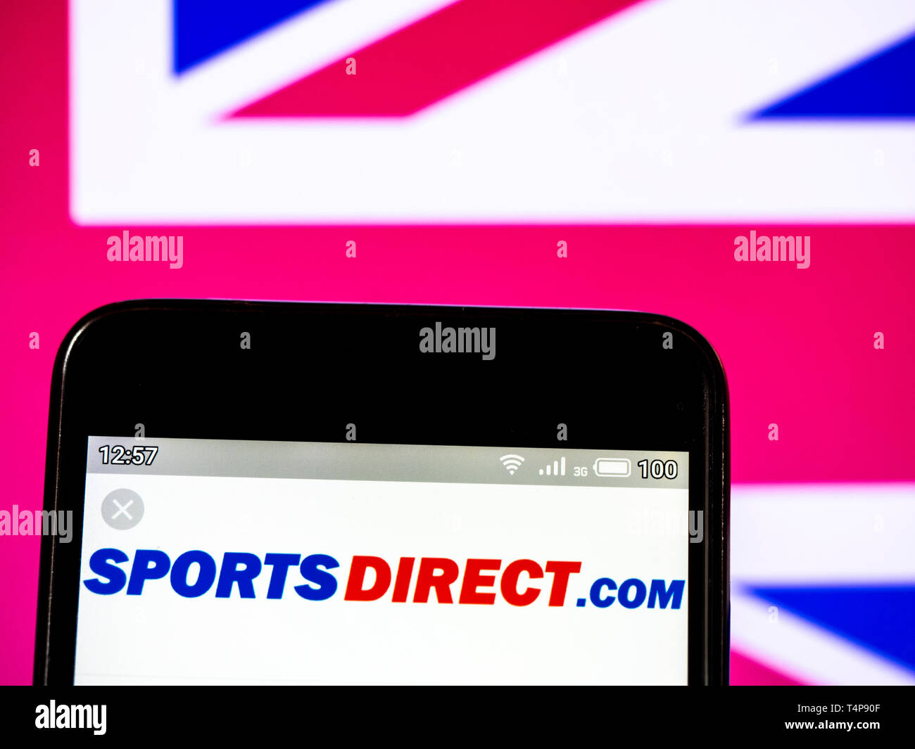 In this photo illustration a Sports Direct International plc logo seen ...