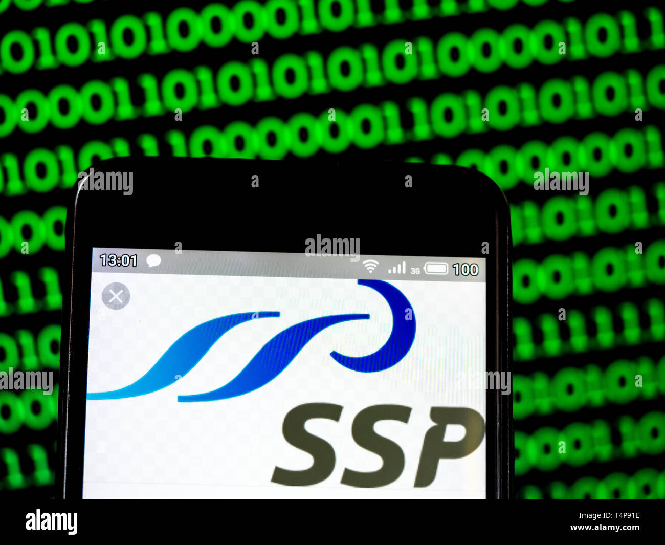 In this photo illustration a SSP Group plc logo seen displayed on a ...