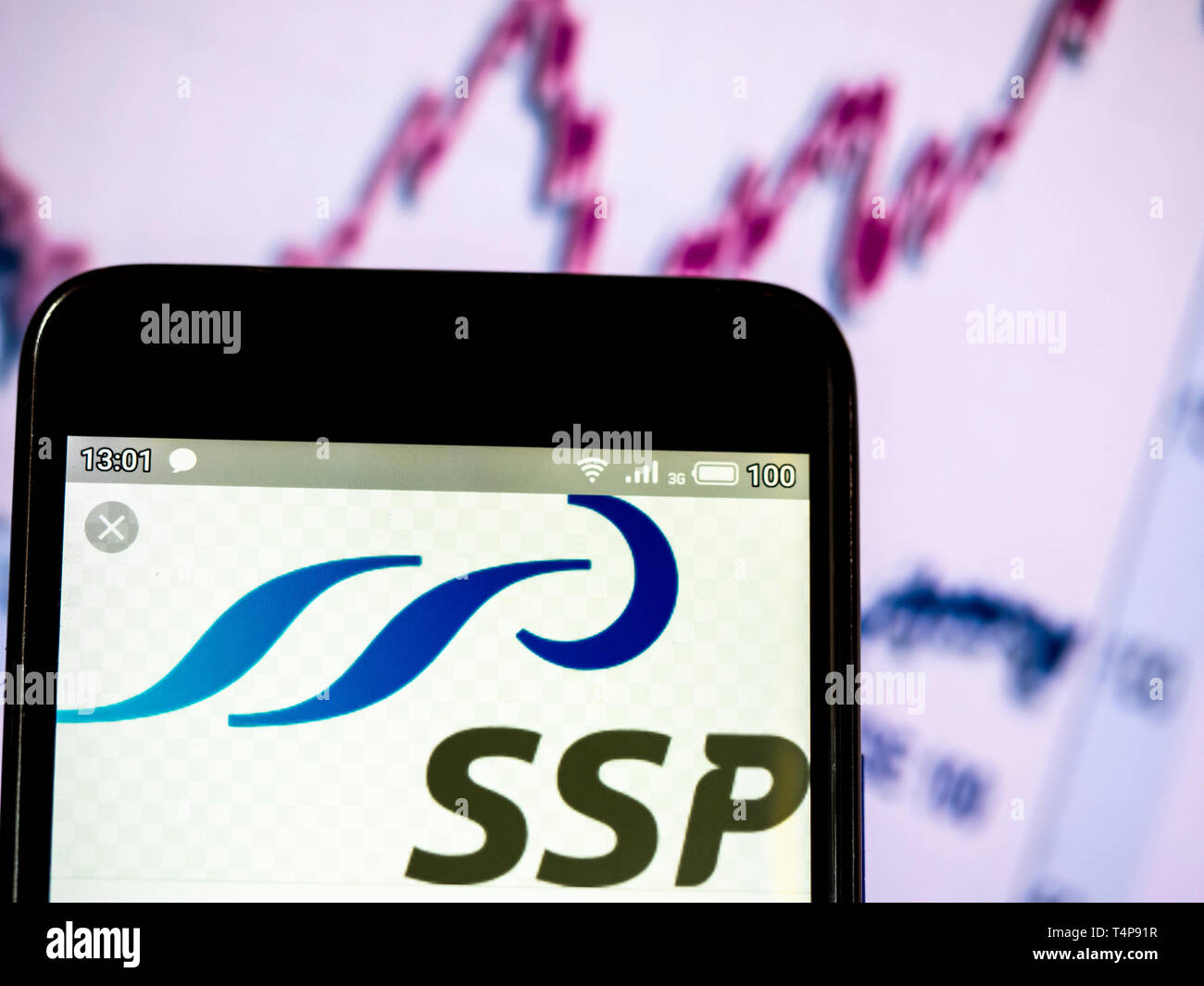 In this photo illustration a SSP Group plc logo seen displayed on a ...