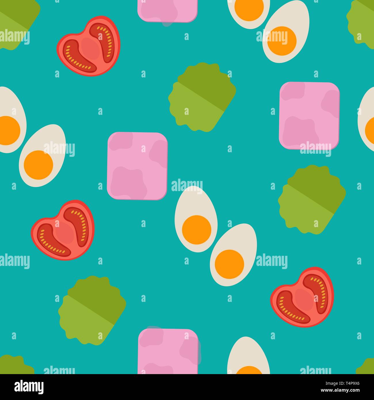 Seamless food pattern. Flat food seamless pattern. Flat food. Vector ...