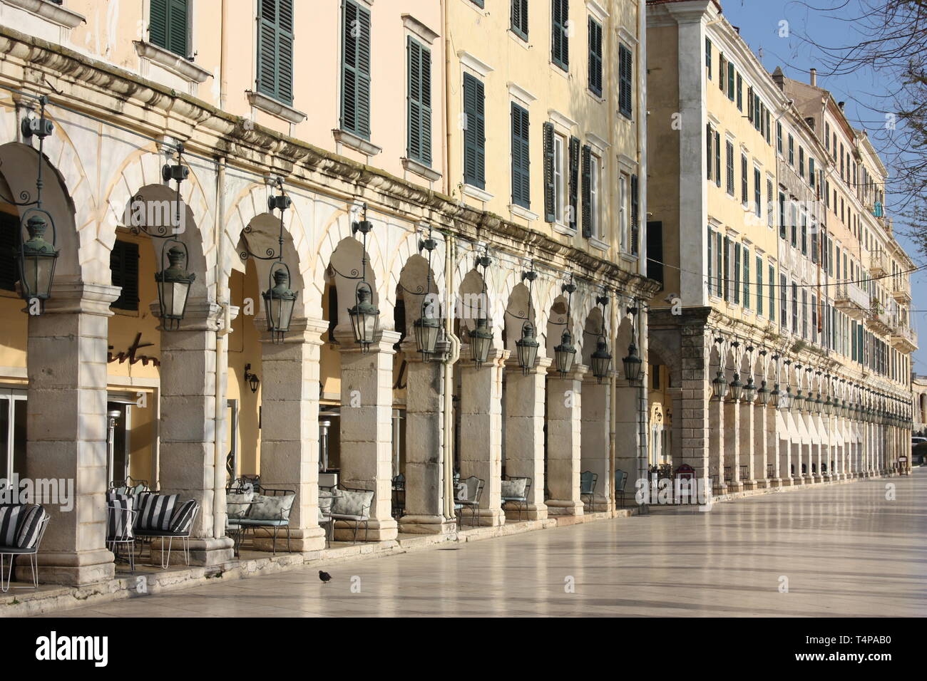 The Liston in the old town of Corfu one of the Ionian Islands in Greece ...