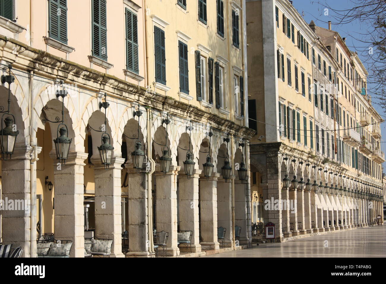 The Liston in the old town of Corfu one of the Ionian Islands in Greece ...