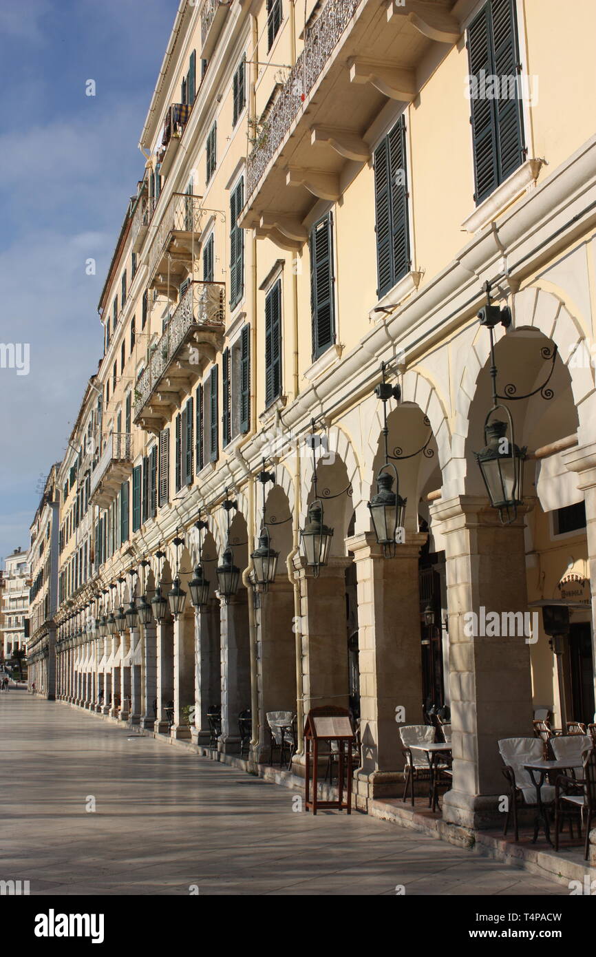 The Liston in the old town of Corfu one of the Ionian Islands in Greece ...