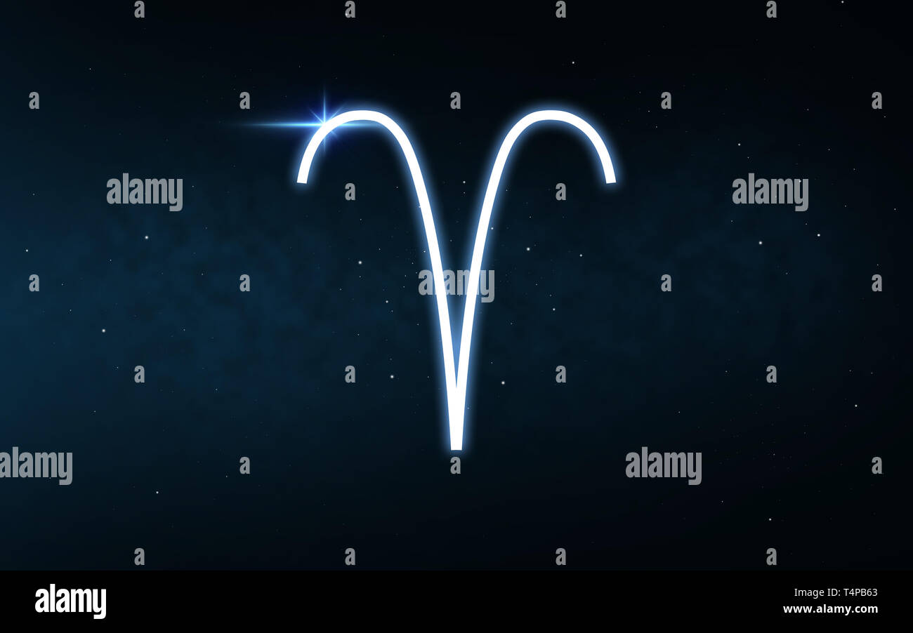 astrology and horoscope - aries sign of zodiac over dark night sky and ...