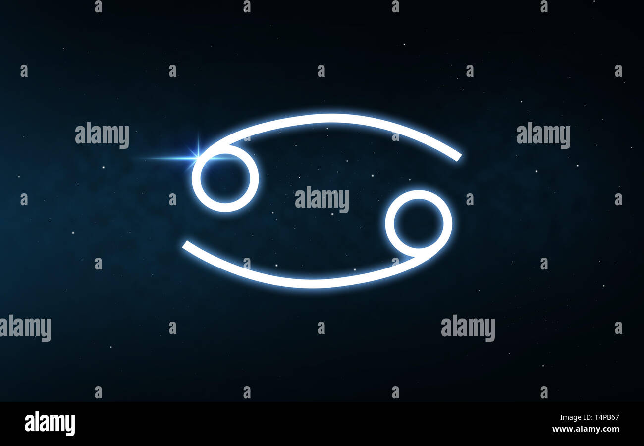 astrology and horoscope - cancer sign of zodiac over dark night sky and ...