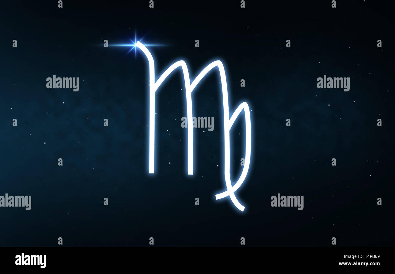 astrology and horoscope - virgo sign of zodiac over dark night sky and ...