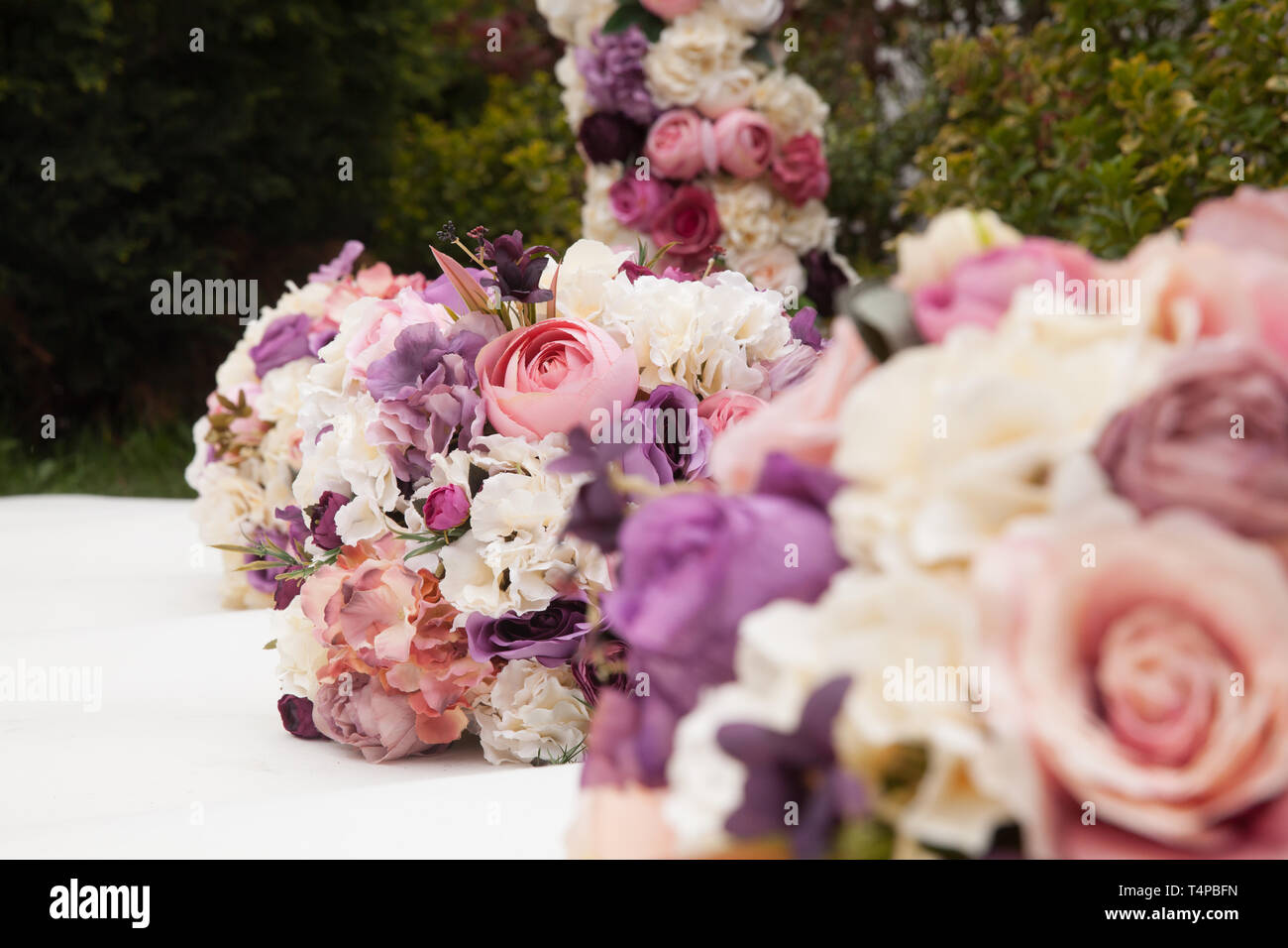 Beautiful artificial flower arrangements with vivid colors and natural ...