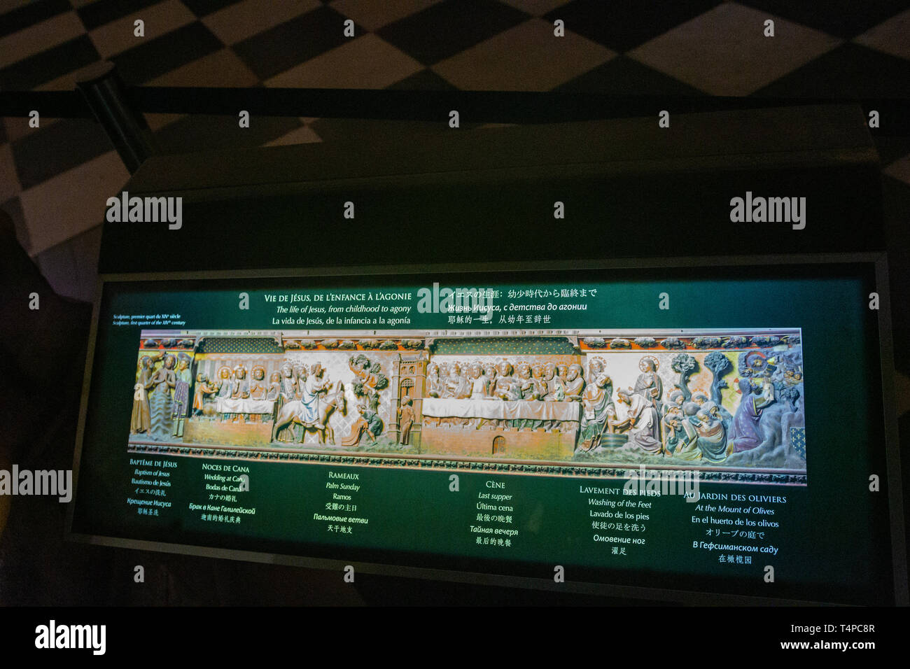 Colorful presentation in the temple bas-relief from Notre Dame de Paris ...