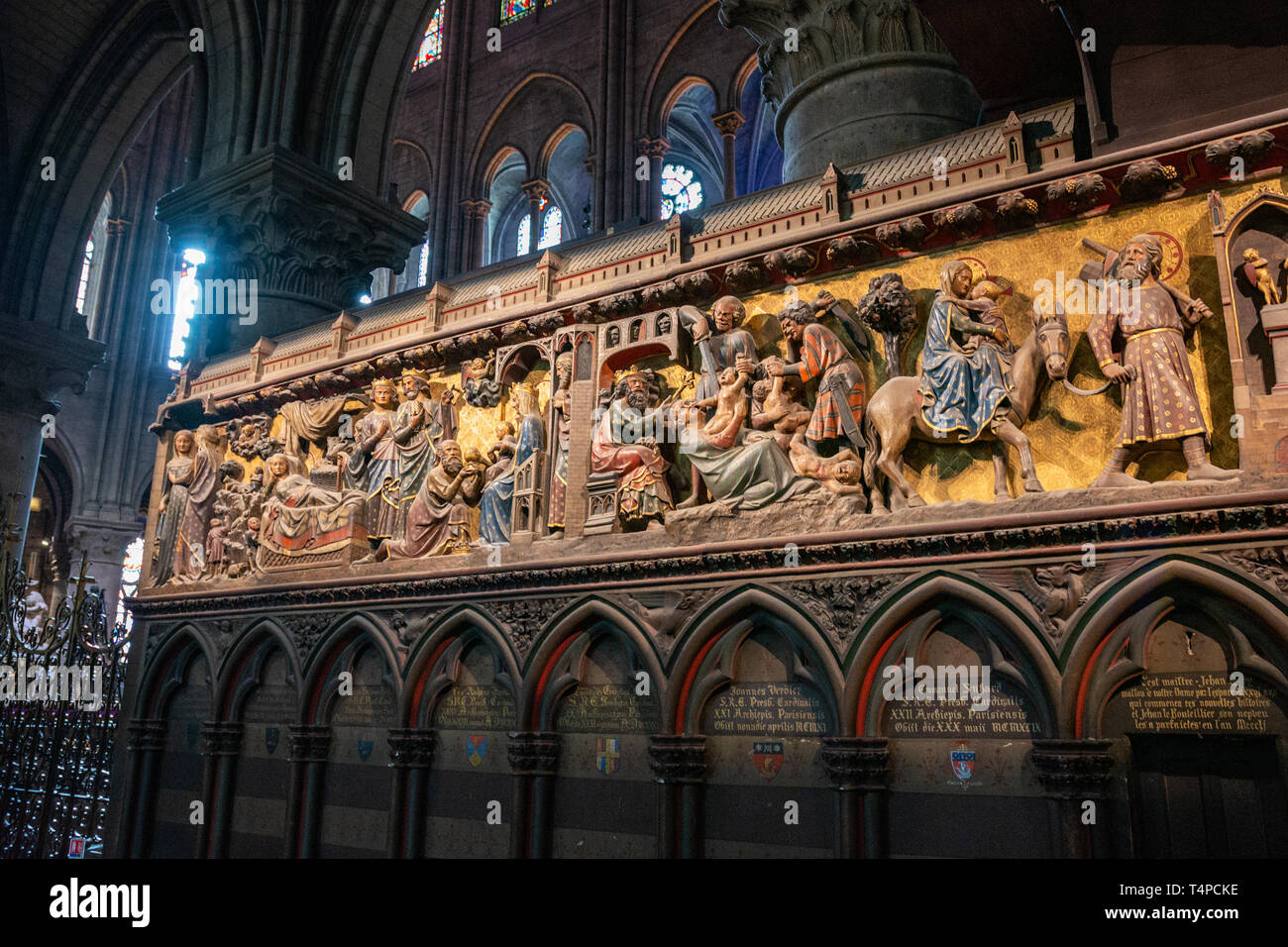 Colorful presentation in the temple bas-relief from Notre Dame de Paris ...