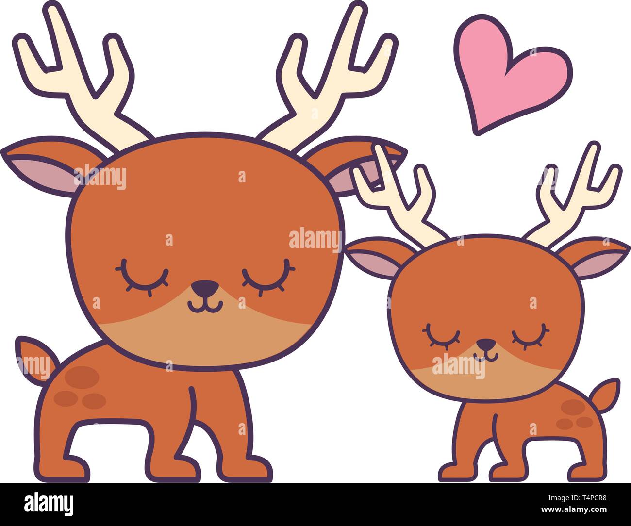 couple of cute reindeer animal isolated icon vector illustration design ...