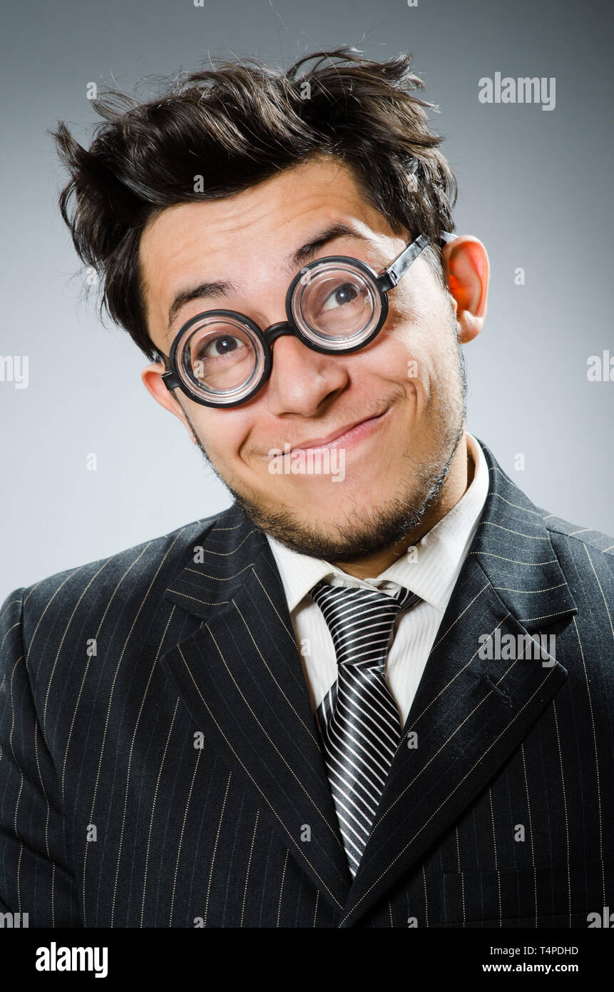 Fun surprise stupid man glasses hi-res stock photography and images - Alamy
