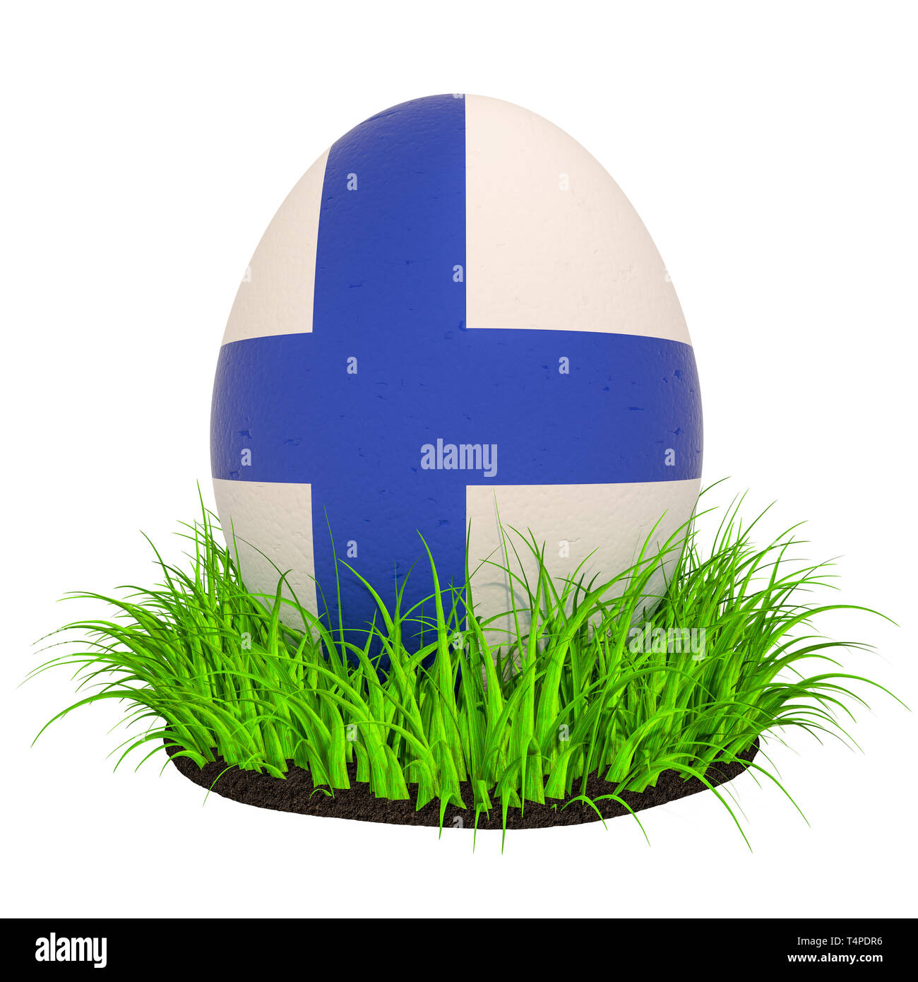 Easter egg with flag of Finland in the green grass, 3D rendering ...