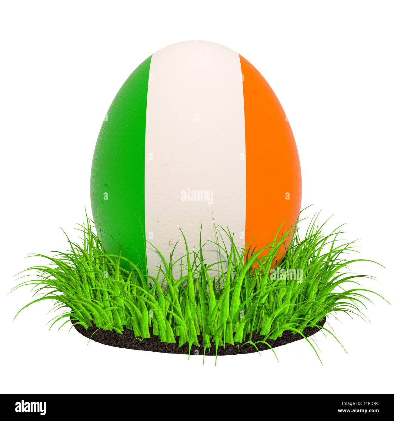 Easter egg with flag of Ireland in the green grass, 3D rendering ...