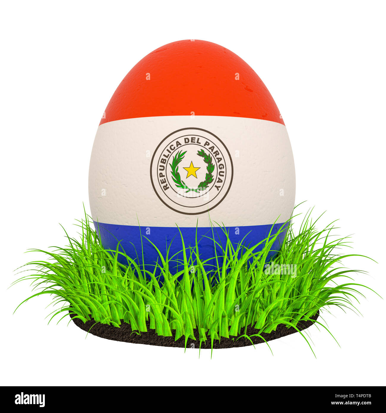 Easter egg with flag of Paraguay in the green grass, 3D rendering ...