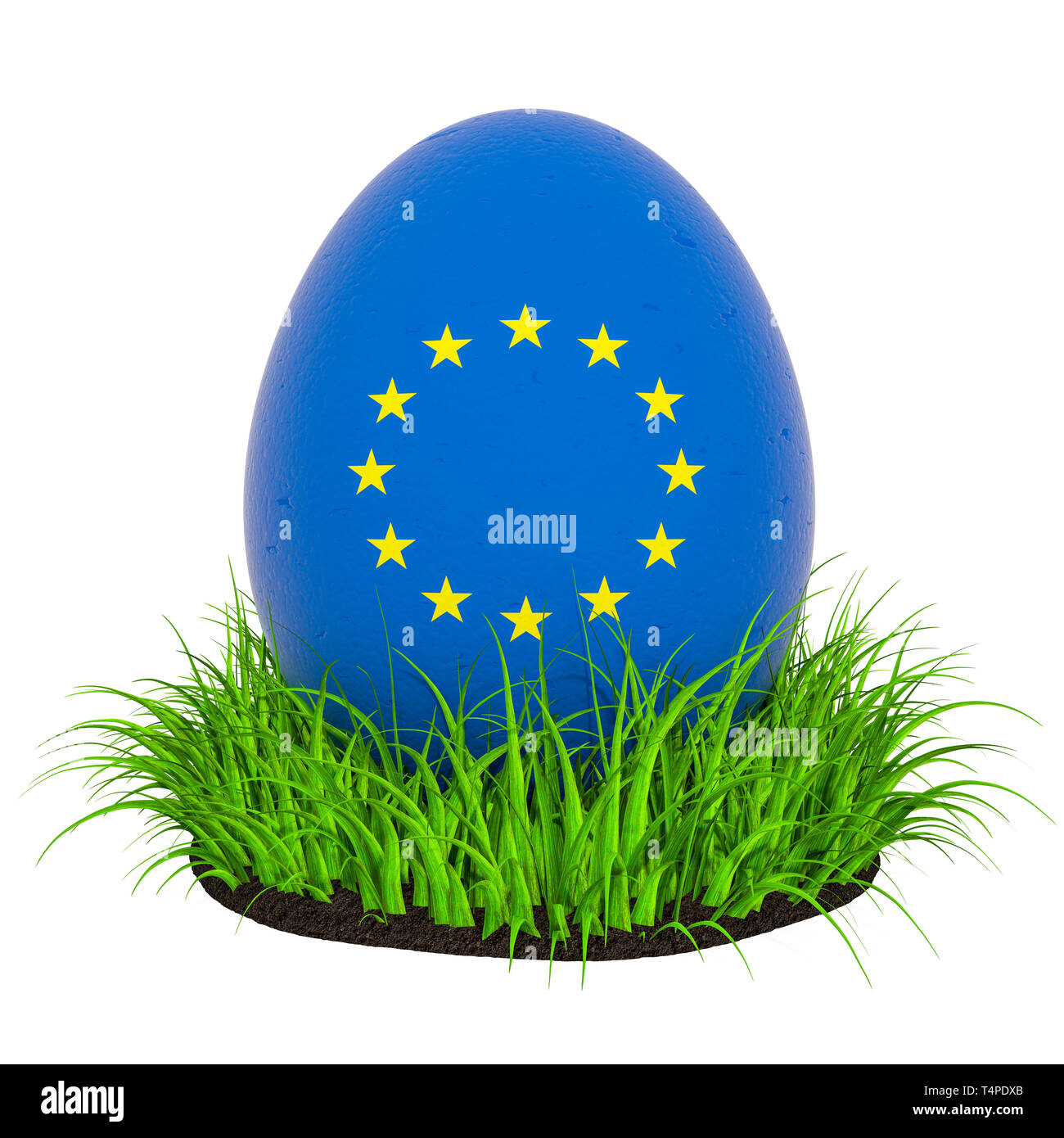 Easter egg with flag of the European Union in the green grass, 3D ...