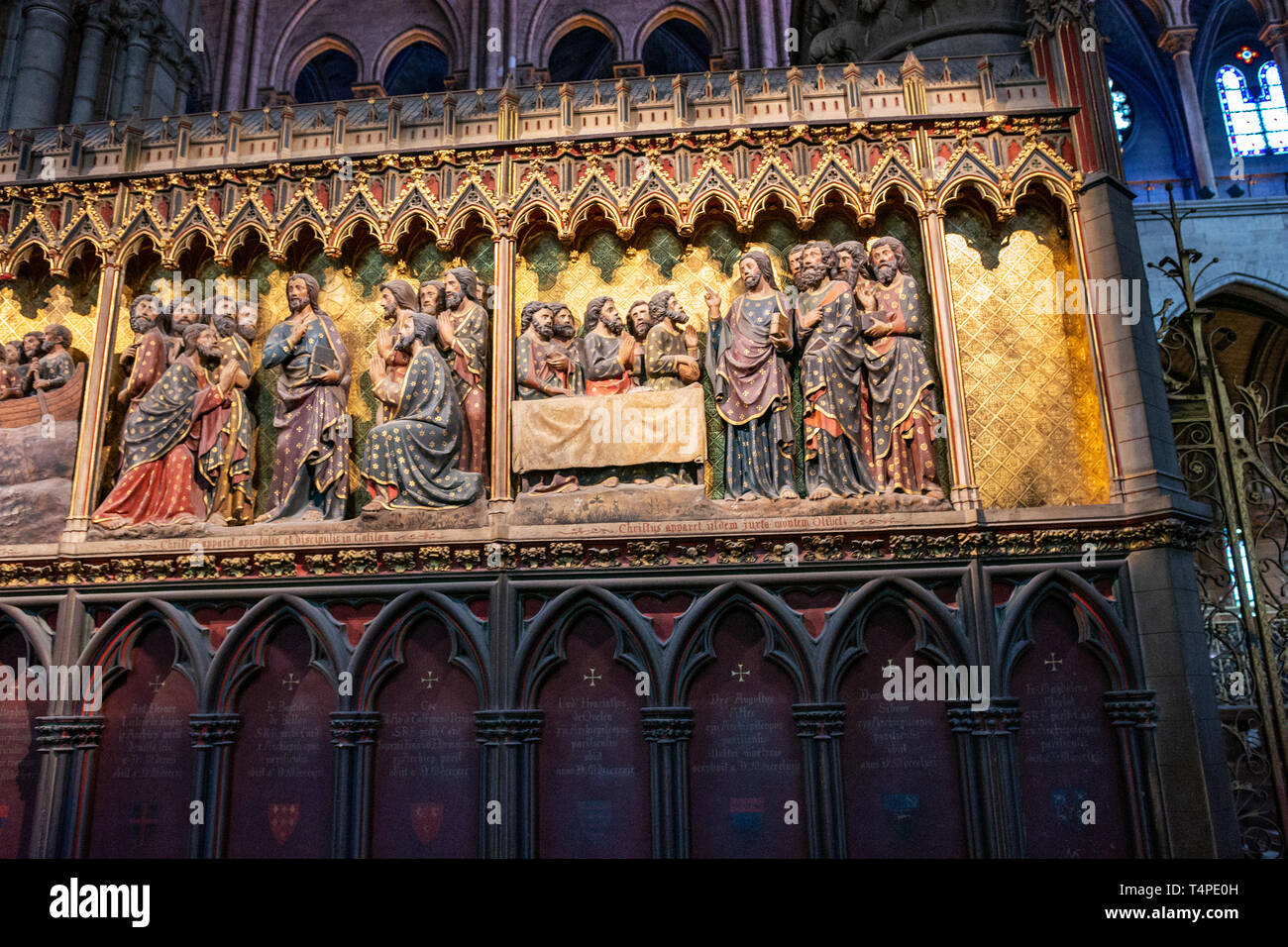 Colorful presentation in the temple bas-relief from Notre Dame de Paris ...