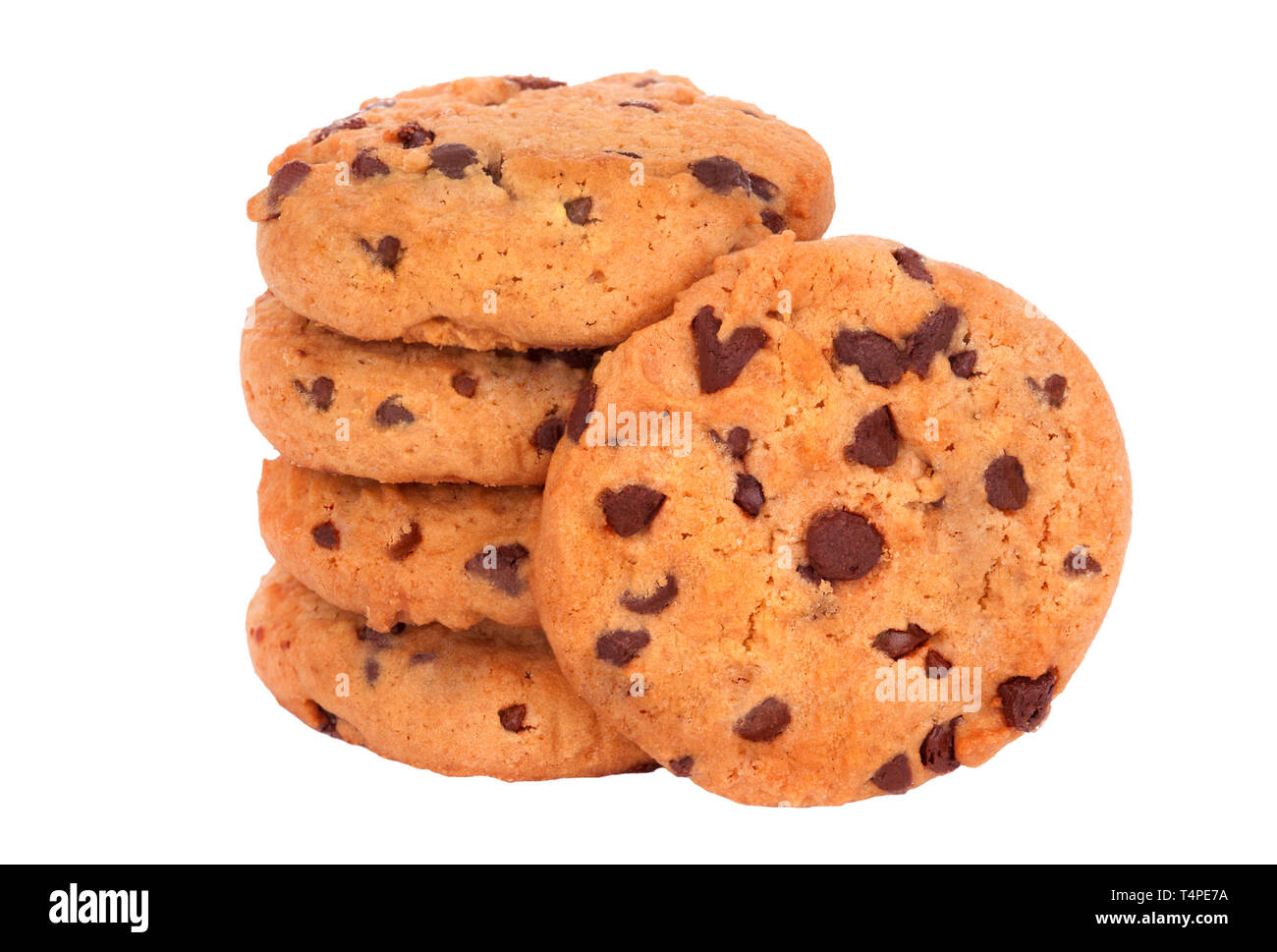 A stack of chocolate chip cookies isolated on a white Stock Photo - Alamy