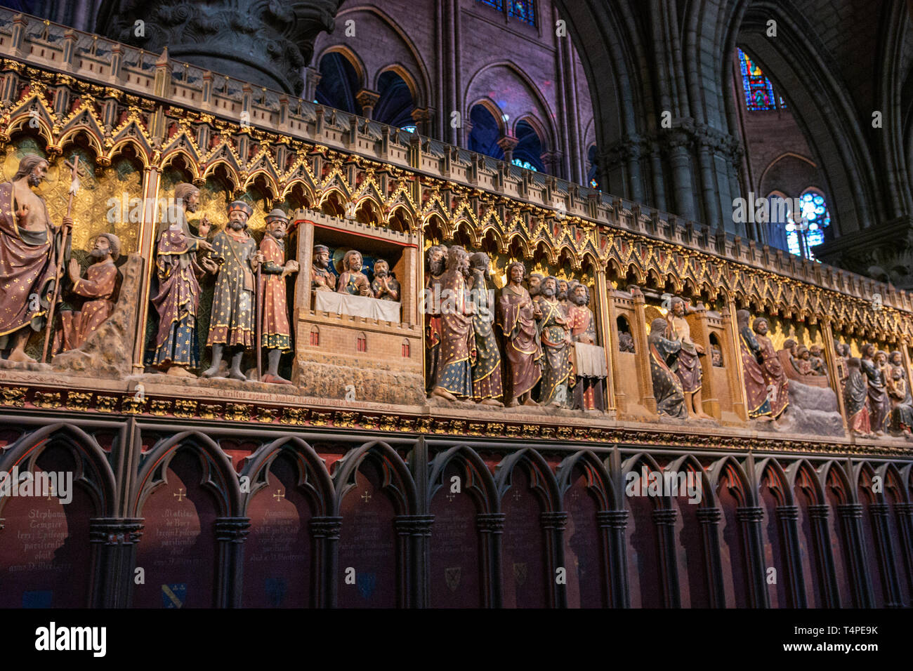 Colorful presentation in the temple bas-relief from Notre Dame de Paris ...