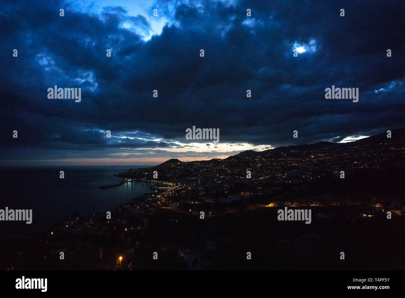 Funchal, the capital of Madeira at night Stock Photo - Alamy