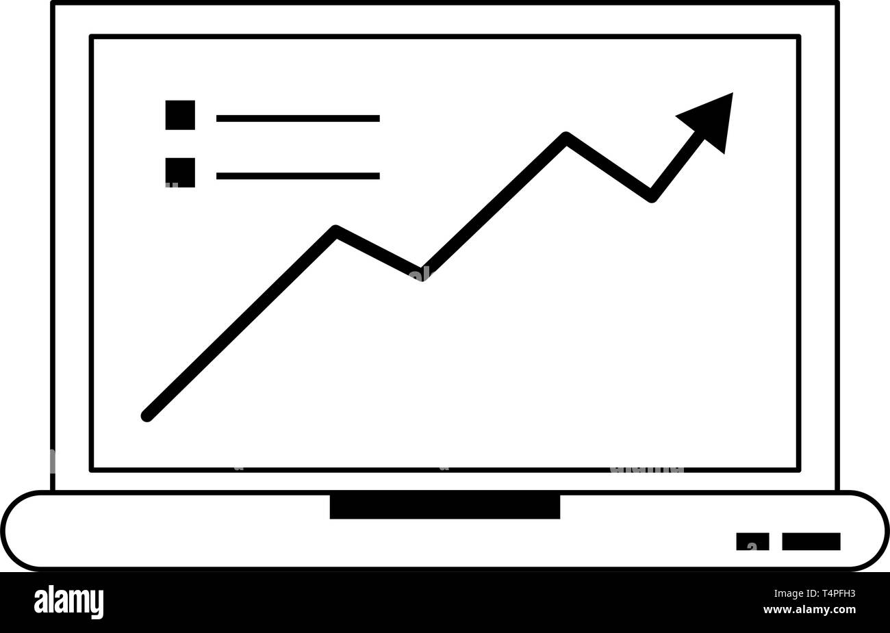 Laptop graph data isolated in black and white Stock Vector Image & Art ...
