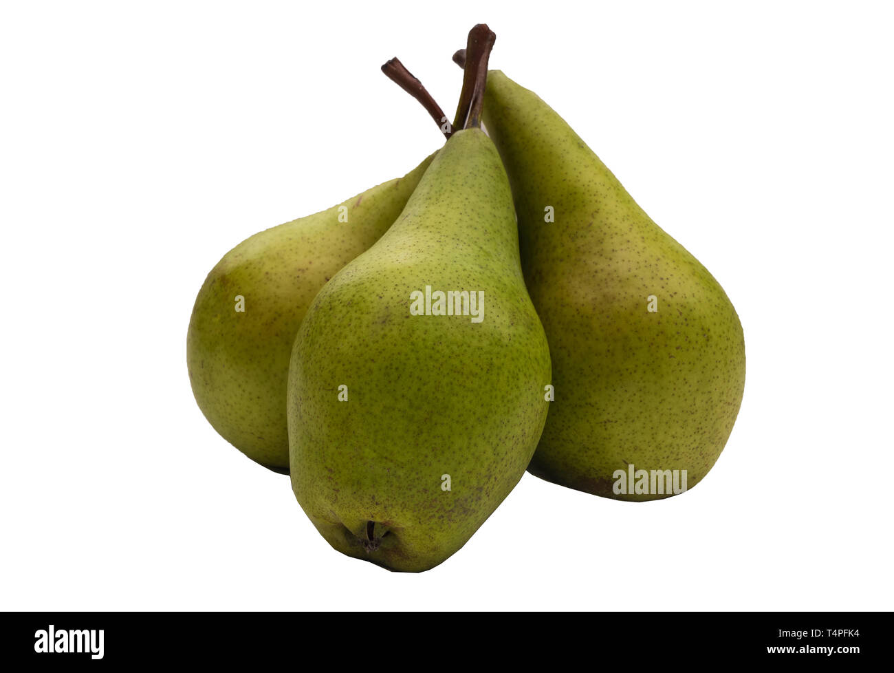 Fresh pears ,whole green fruit isolated on white background. Full depth ...