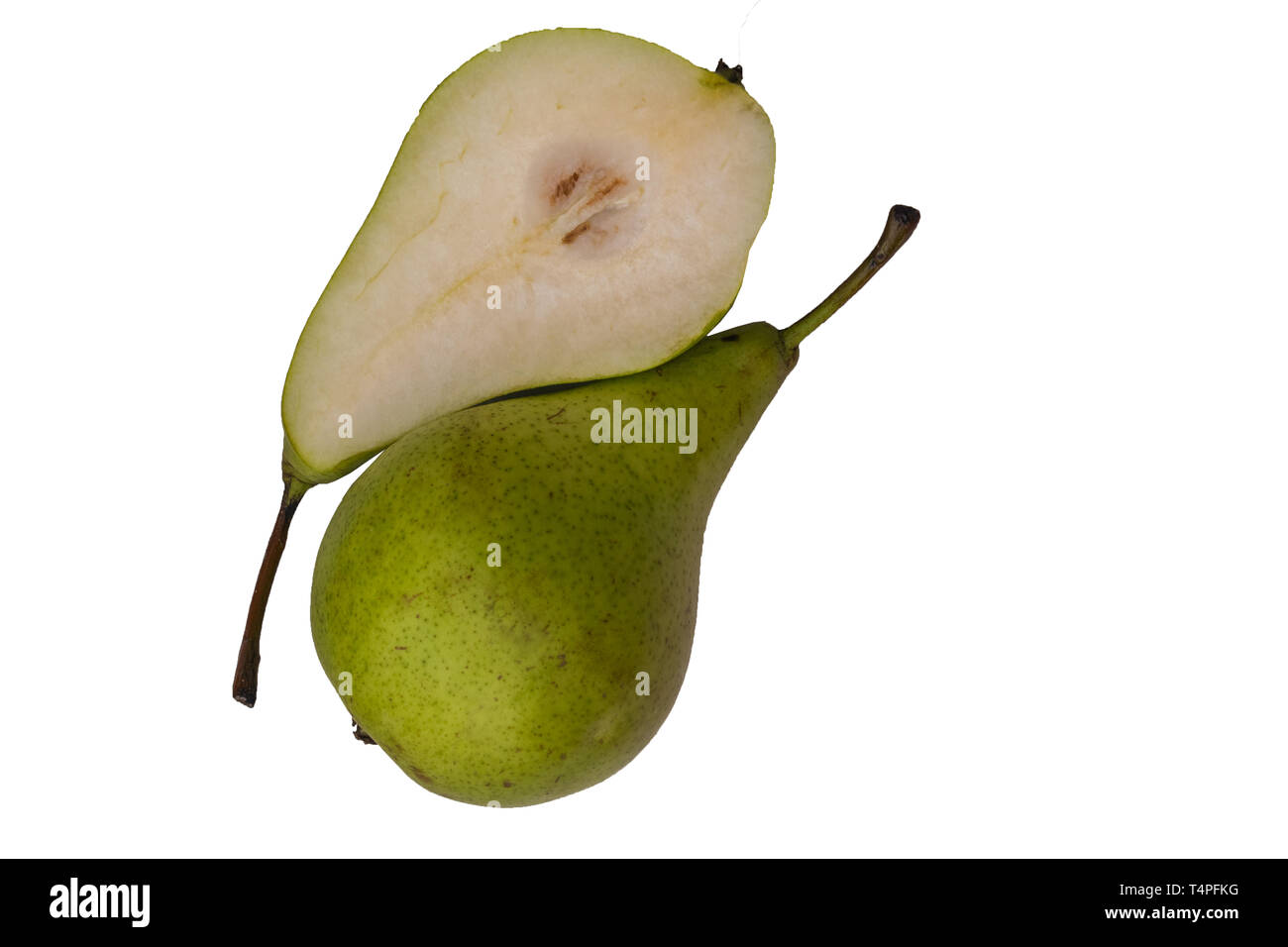Fresh pears ,whole green fruit isolated on white background. Full depth ...