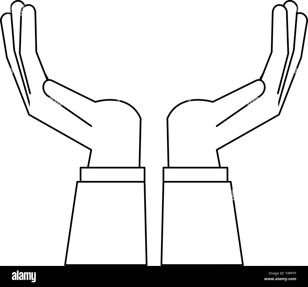 Open hands recieving isolated in black and white Stock Vector Image ...