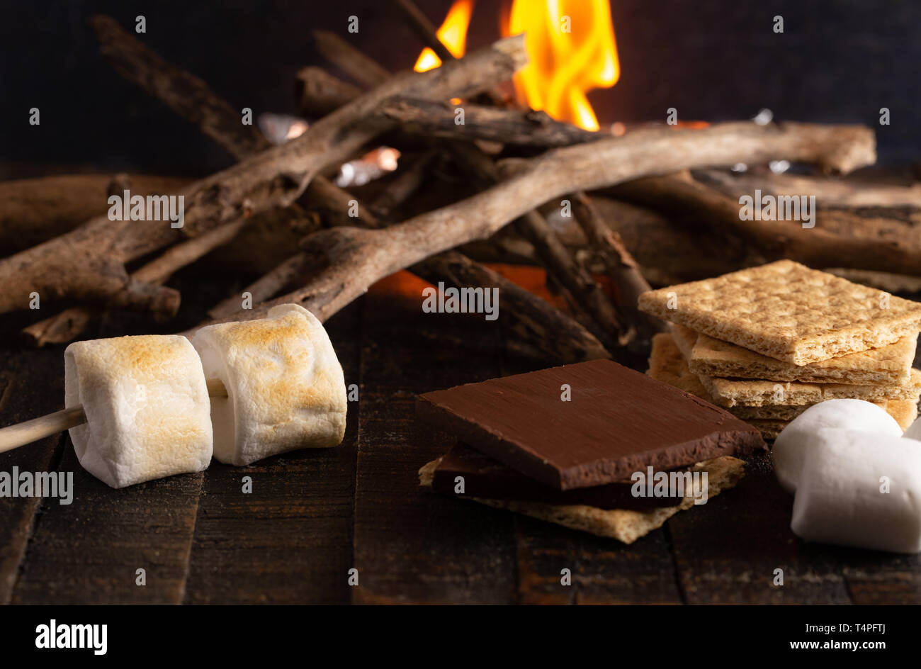 Making Smores on a Campfire Stock Photo - Alamy