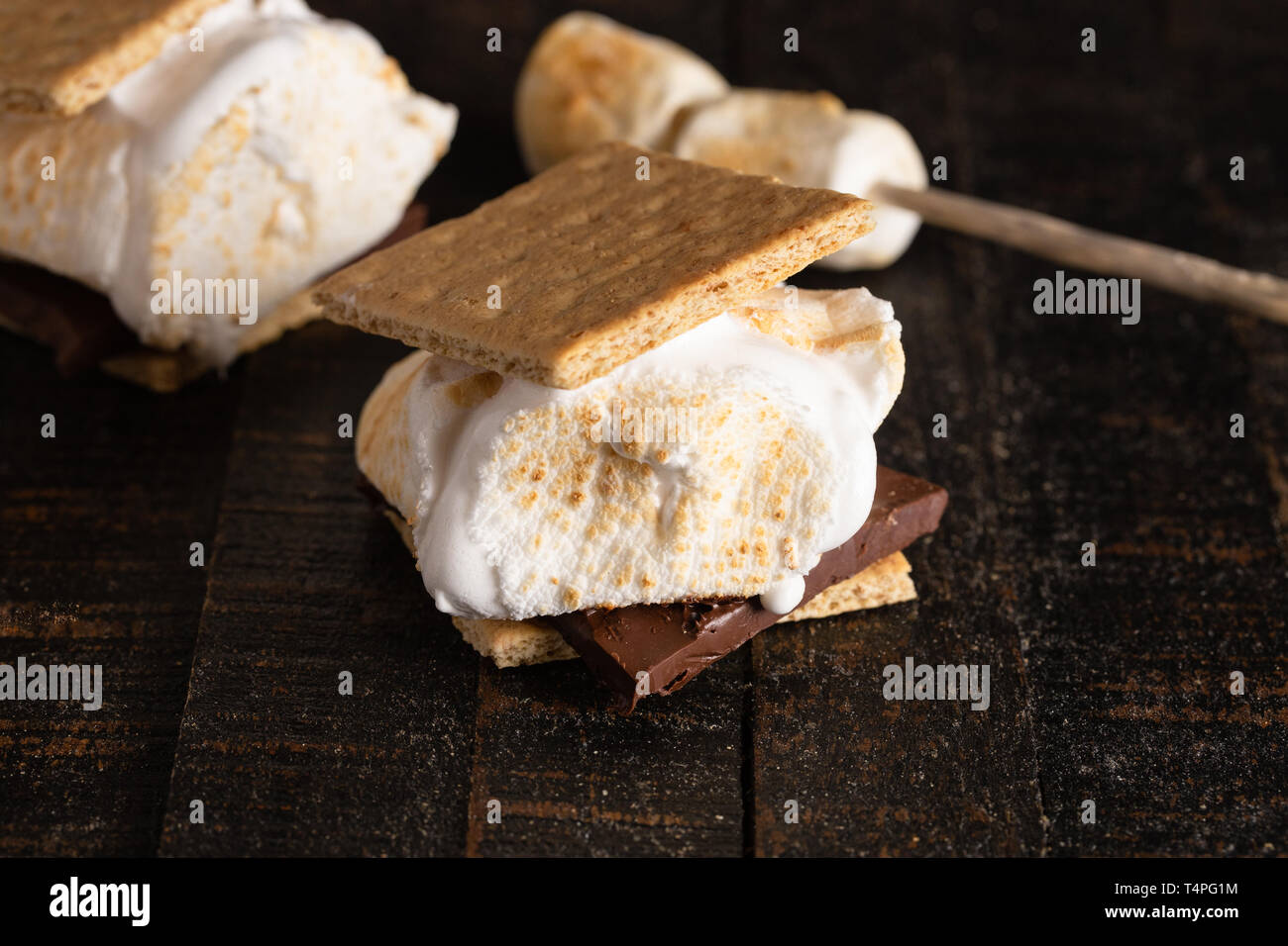 Hot Smores on a Wooden Surface Stock Photo - Alamy