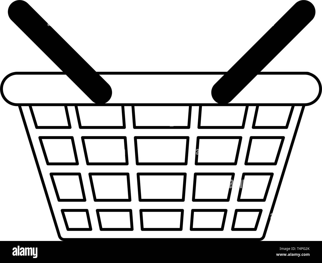 Empty market basket isolated in black and white Stock Vector Image ...