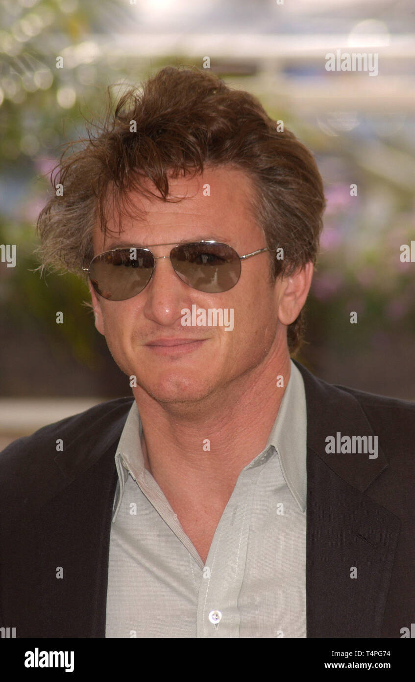 CANNES, FRANCE. May 17, 2004: Actor SEAN PENN at photocall at the ...