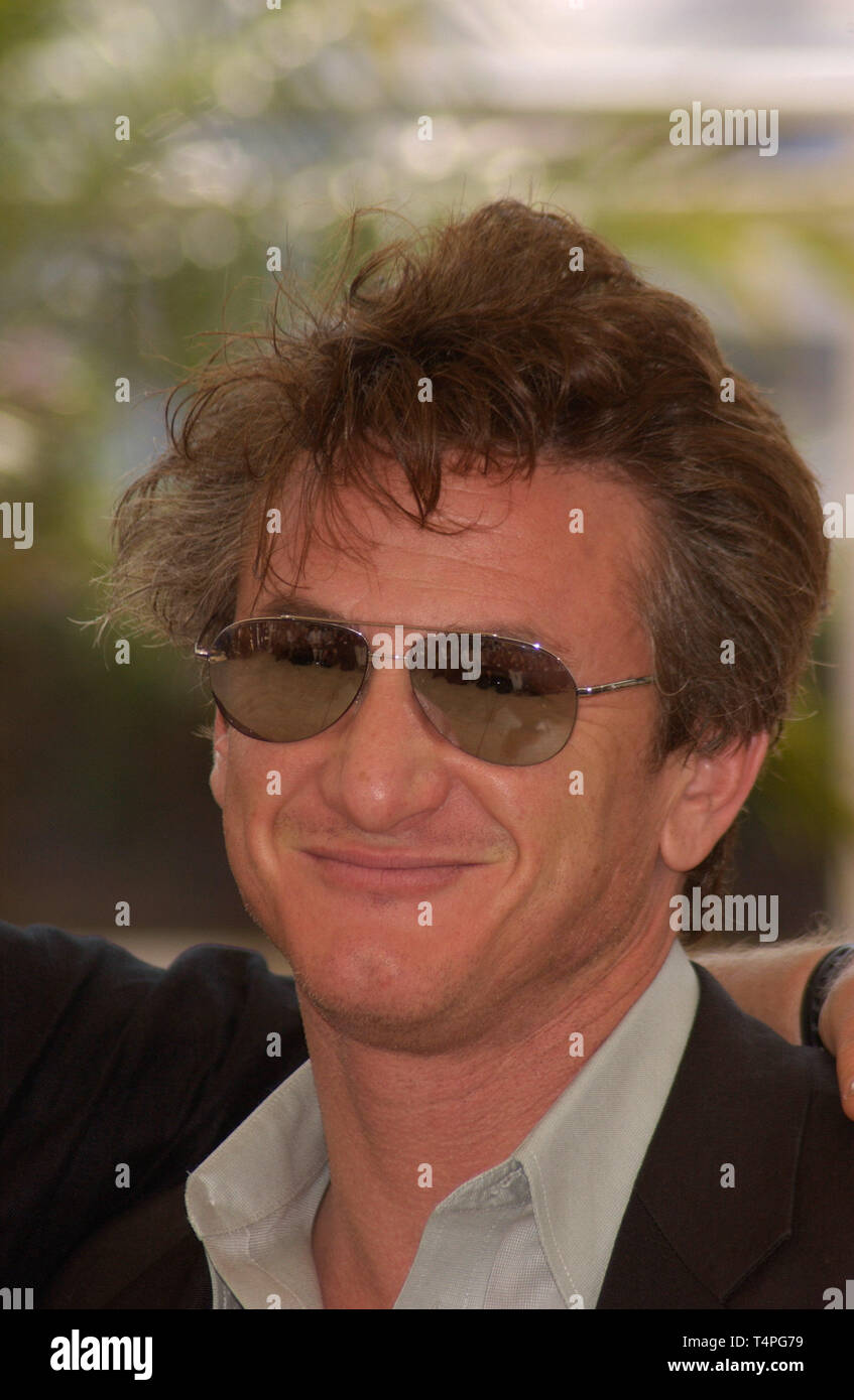CANNES, FRANCE. May 17, 2004: Actor SEAN PENN at photocall at the ...