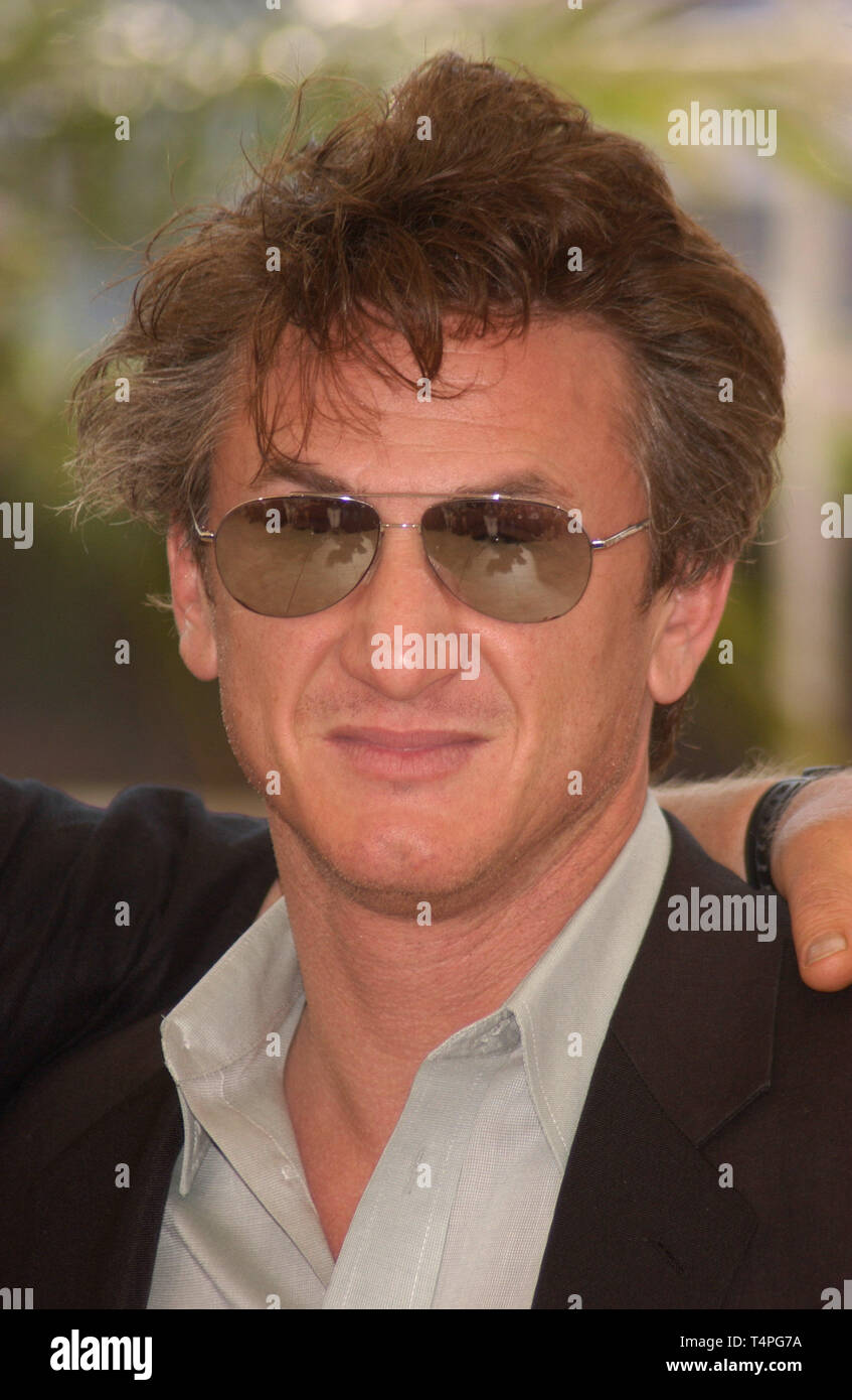 CANNES, FRANCE. May 17, 2004: Actor SEAN PENN at photocall at the ...