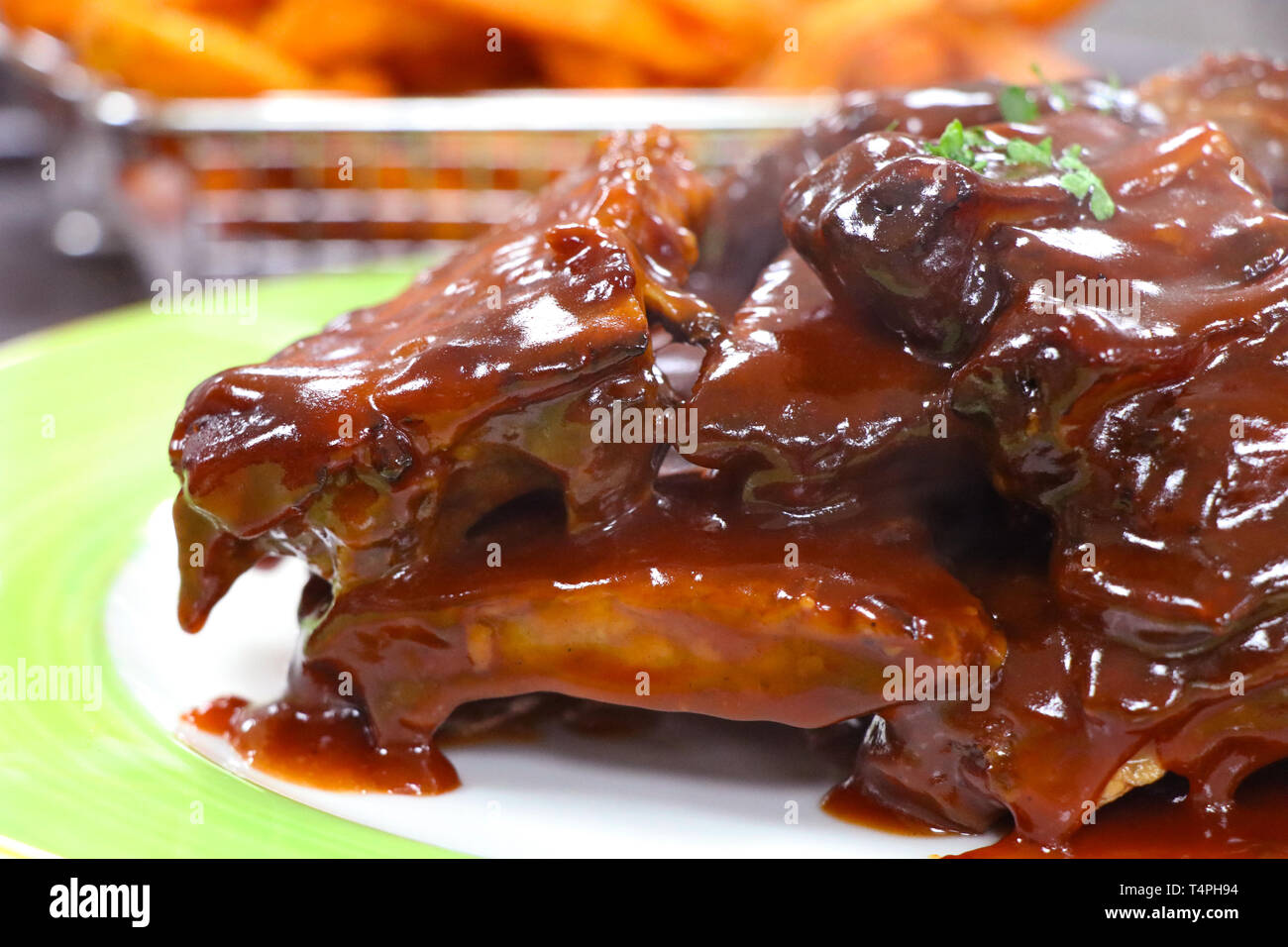 sticky barbecue pork ribs Stock Photo - Alamy