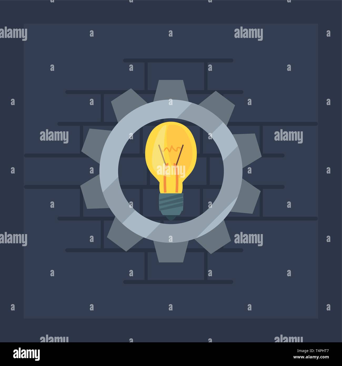 light bulb gear tool wall brick vector illustration design Stock Vector ...