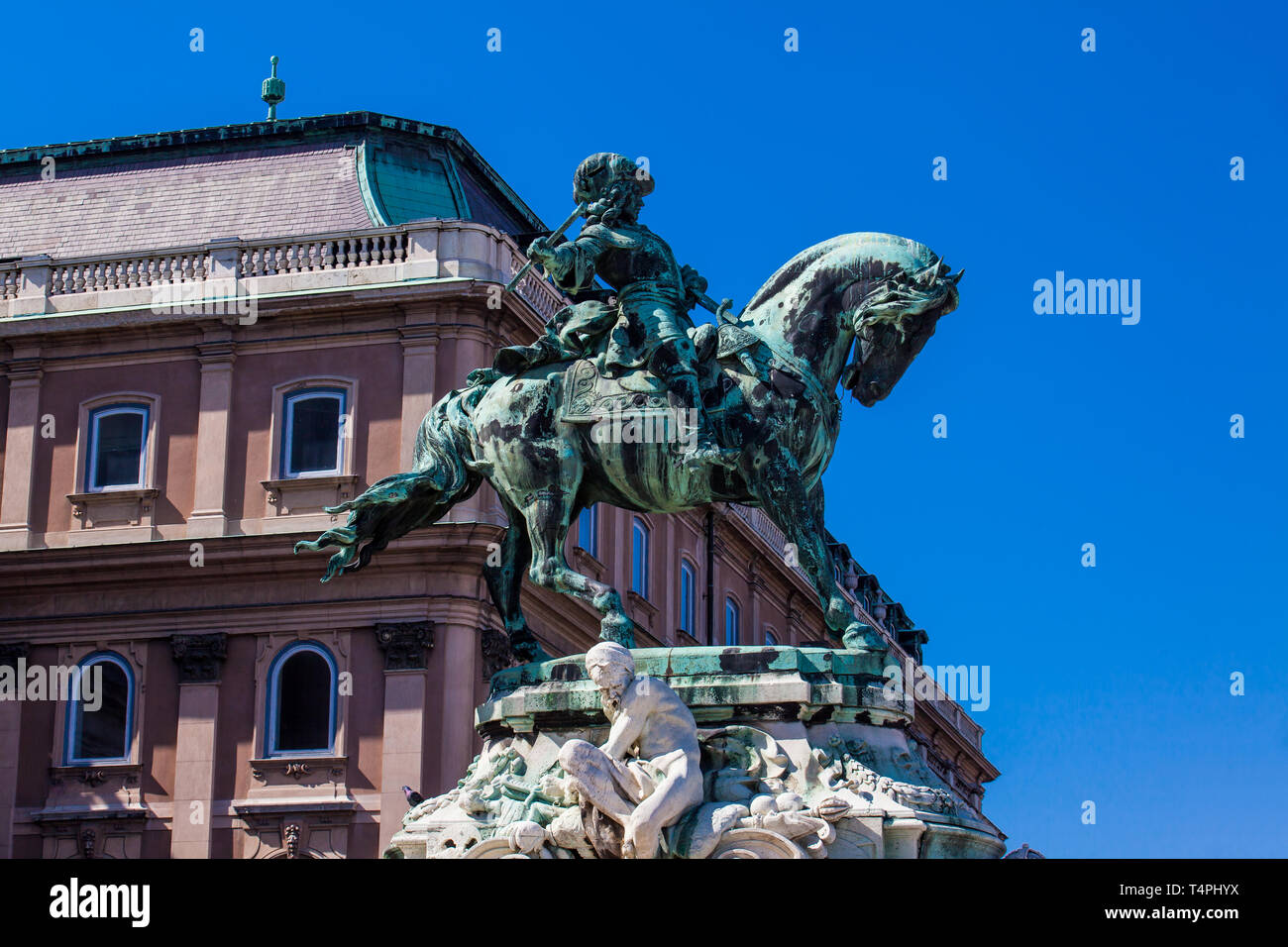 Buda castle with equestrian statue of prince eugene of savoy hi-res ...