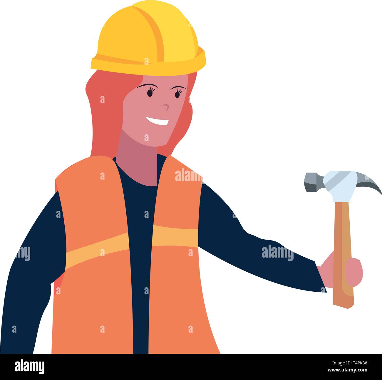 construction worker female hammer vector illustration design Stock ...