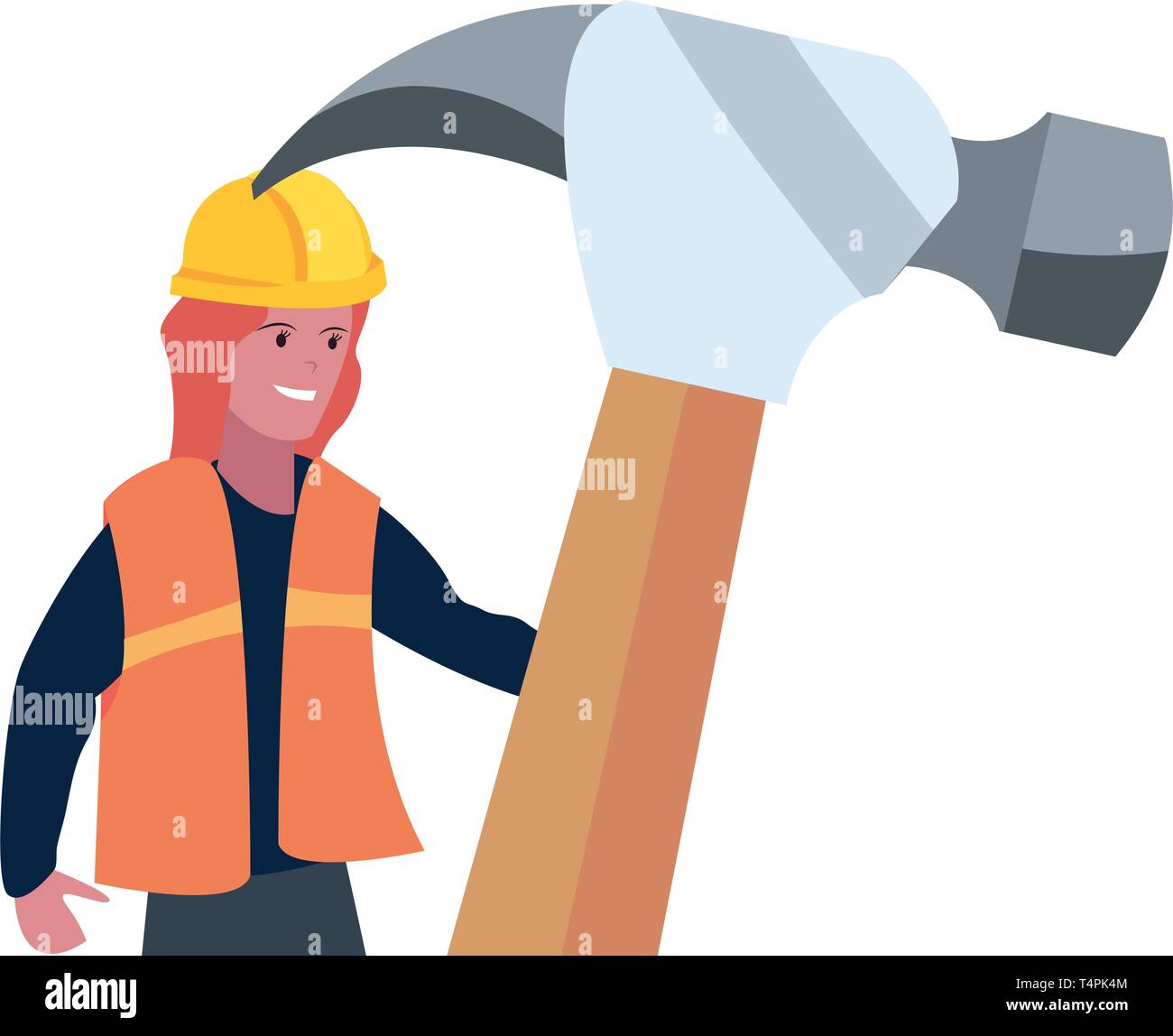 construction worker female hammer vector illustration design Stock ...