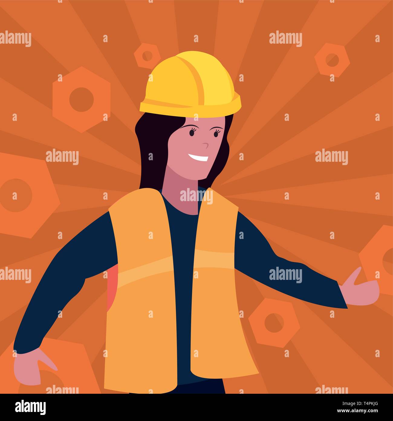 worker female employee profession labour day vector illustration Stock ...