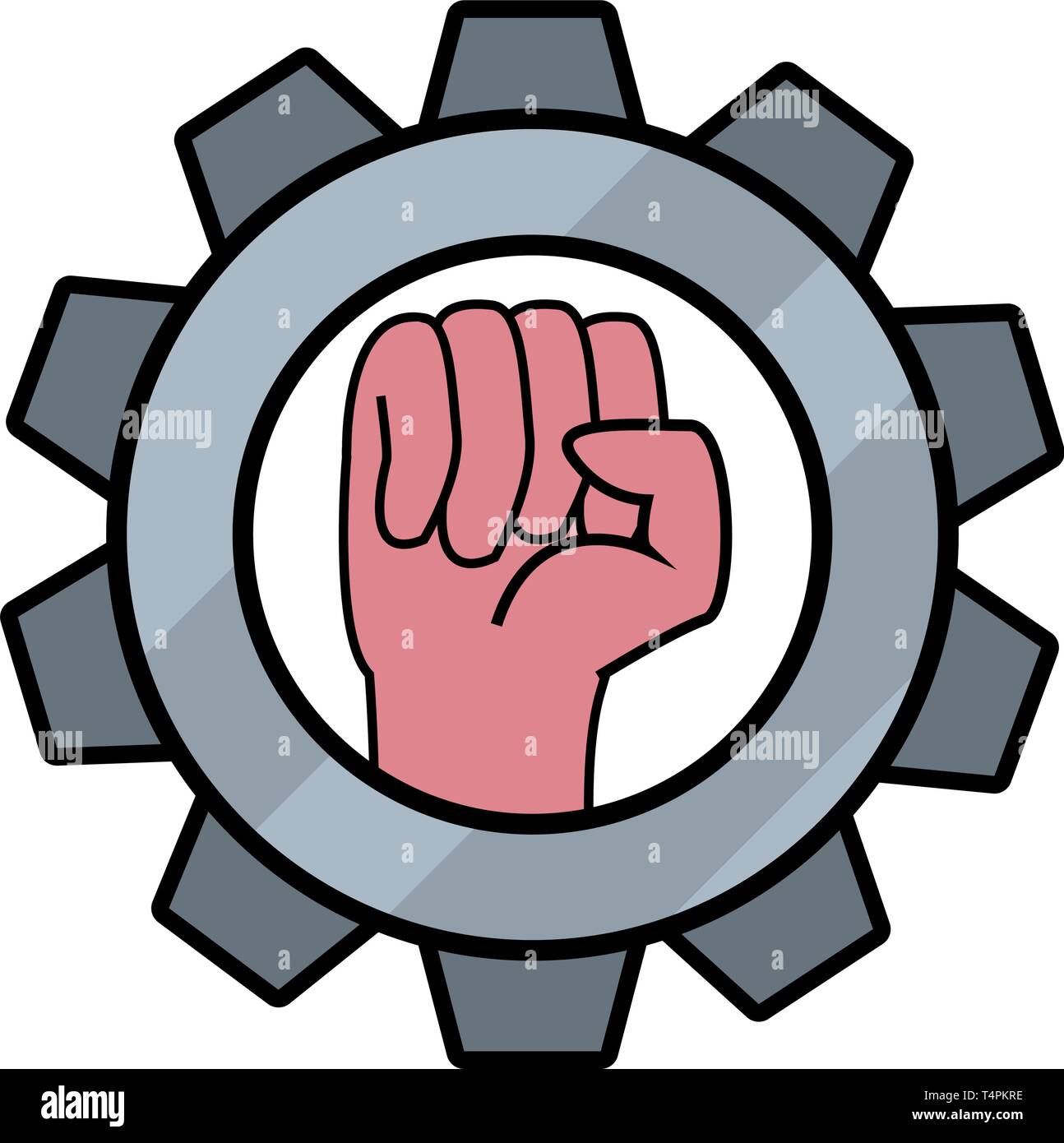 raised hand with gear labour day vector illustration design Stock ...