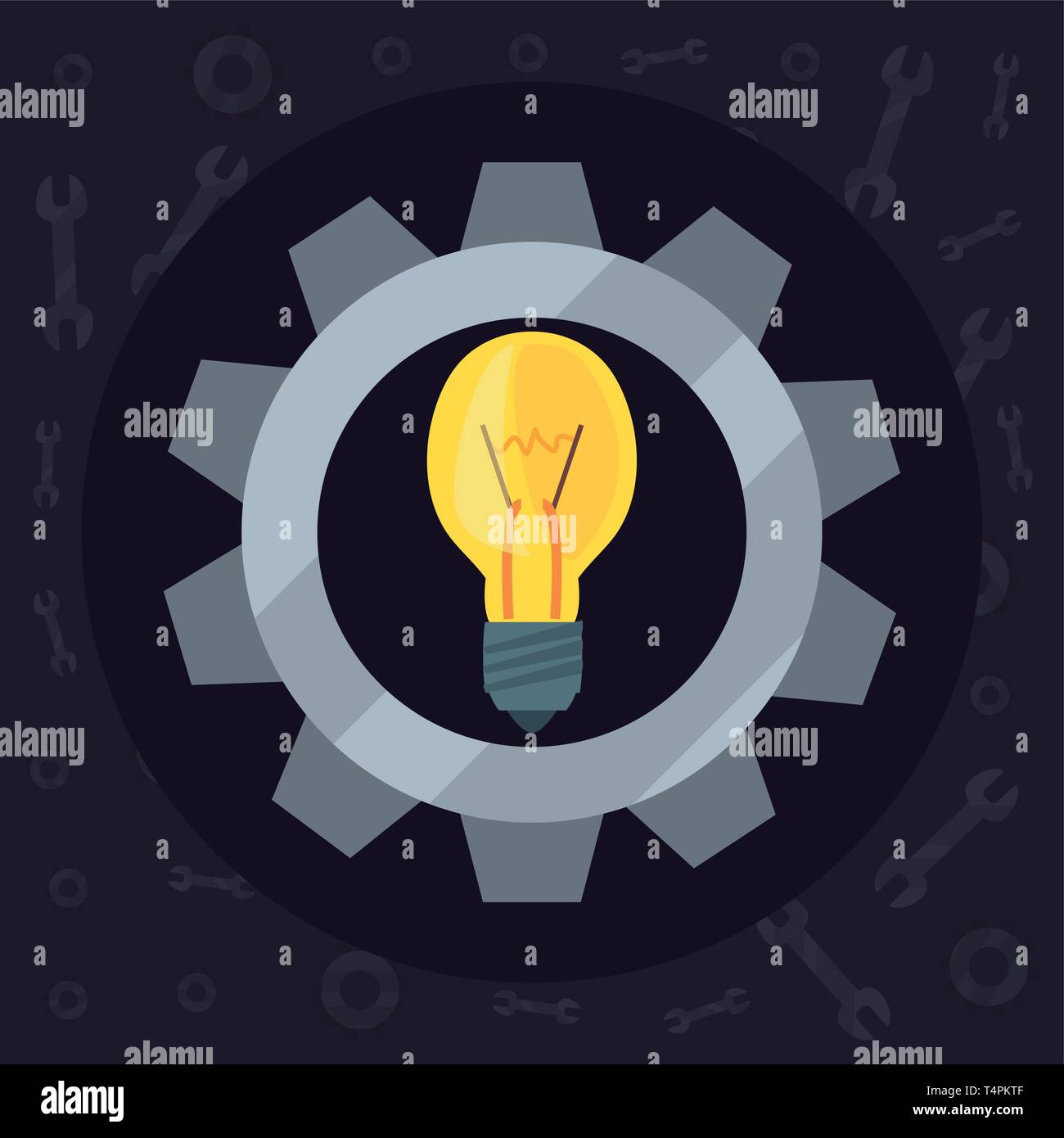 light bulb gear tool wall brick vector illustration design Stock Vector ...