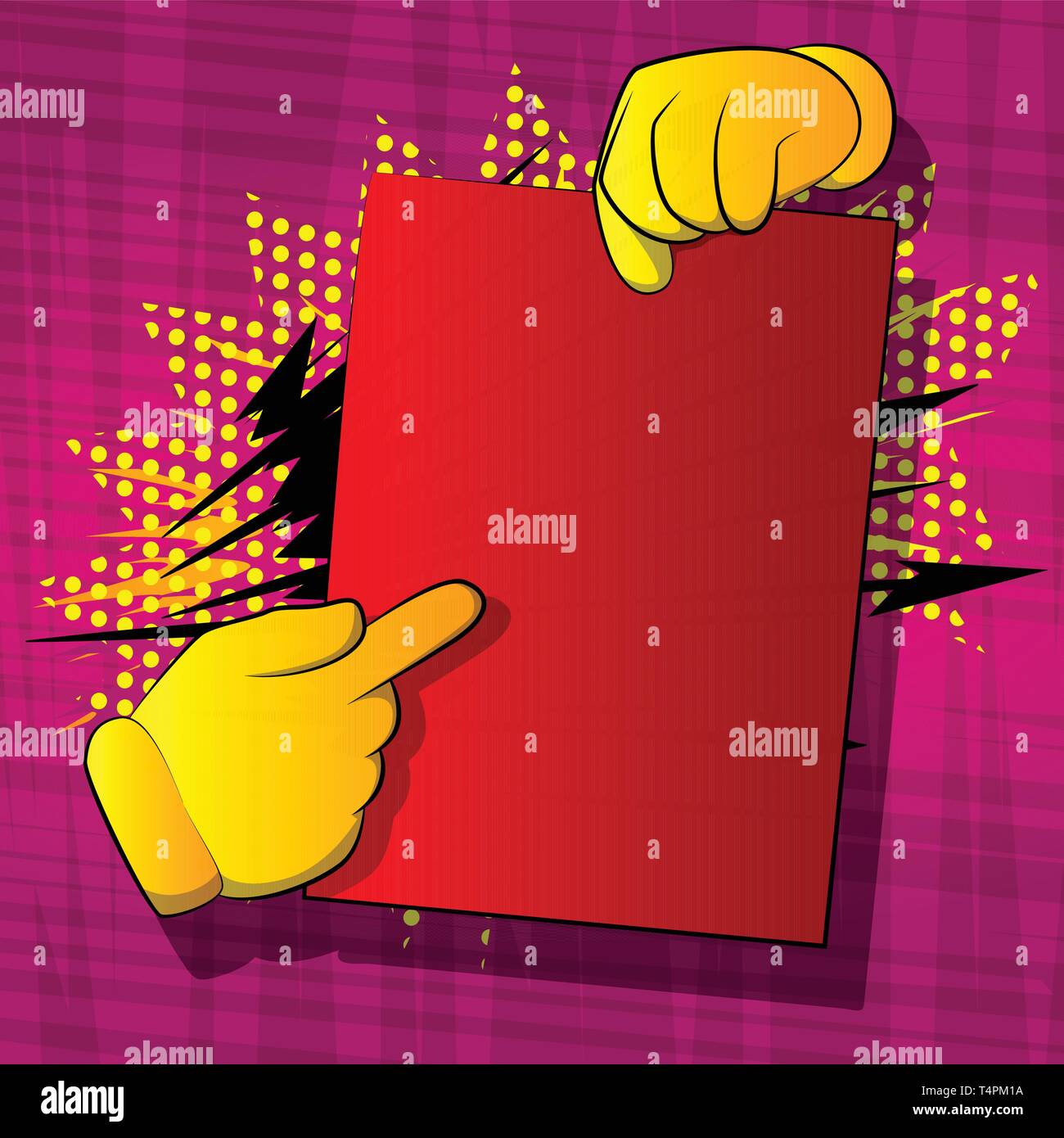 Vector cartoon hands holding paper and pointing at it. Illustrated ...