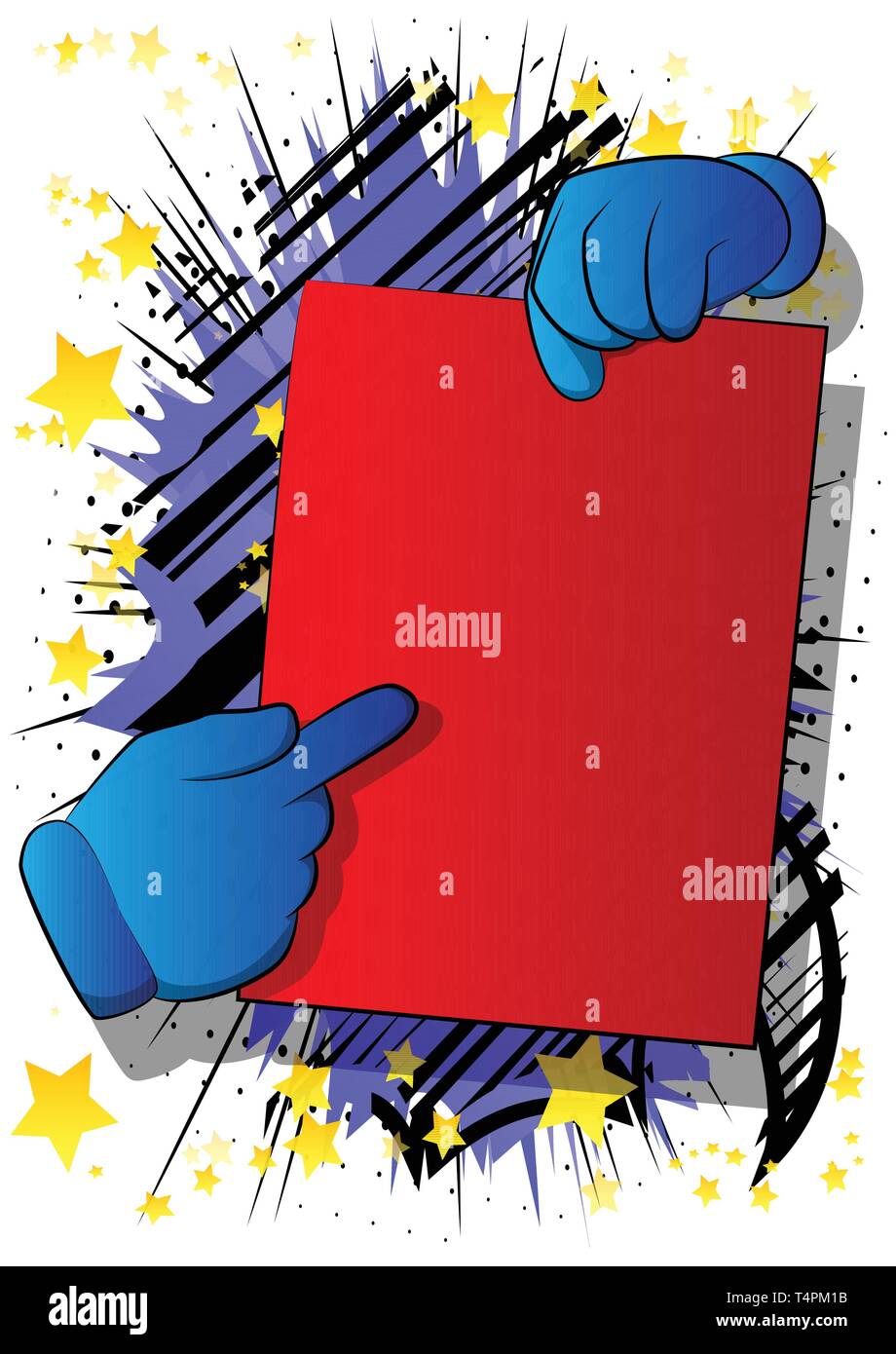 Vector cartoon hands holding paper and pointing at it. Illustrated ...