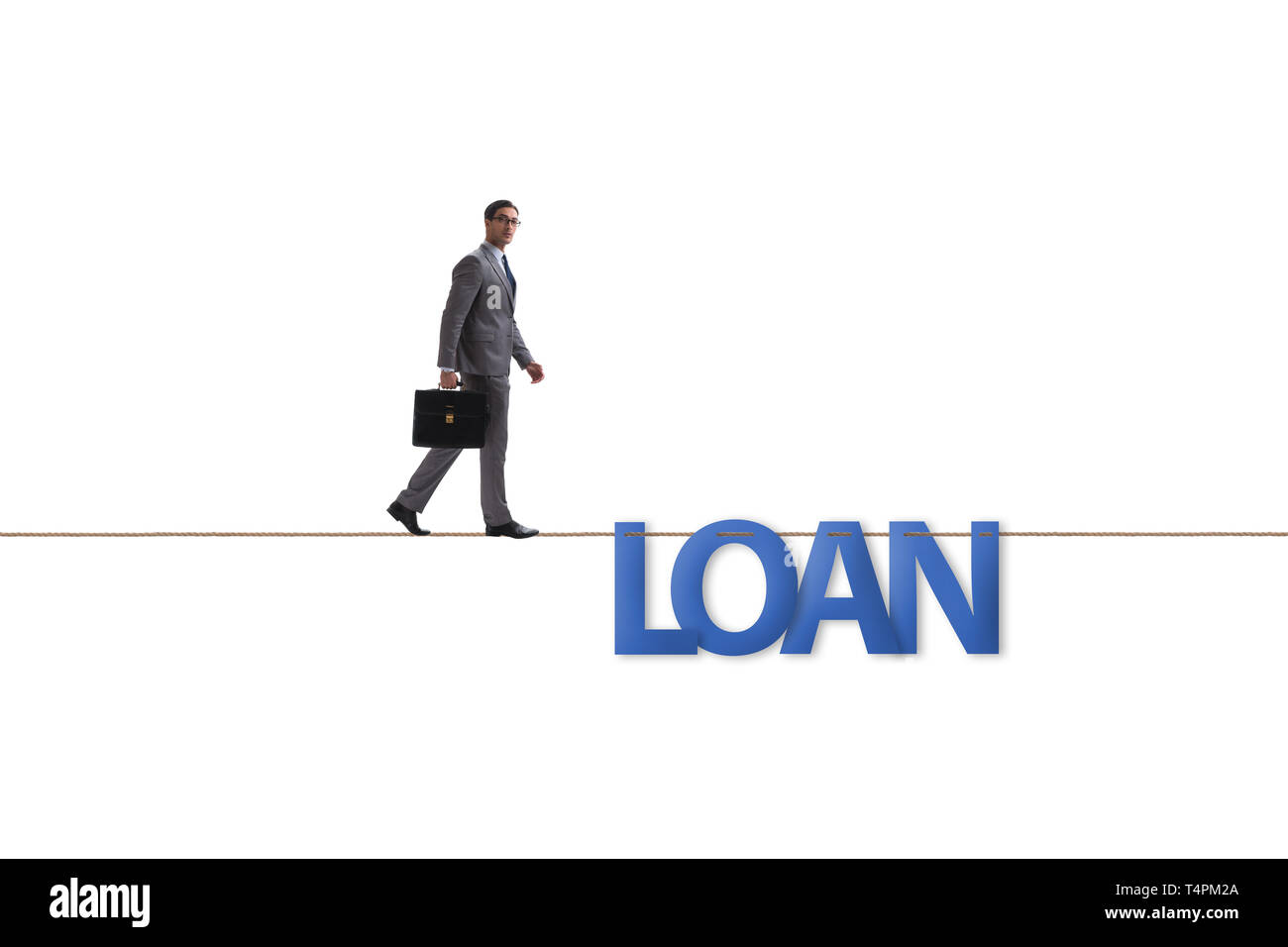 Debt and loan concept with businessman walking on tight rope Stock ...